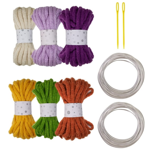 6 Rolls 7mmX5Meters Polyester Rope Assorted Color Hollow Braided Rope ...