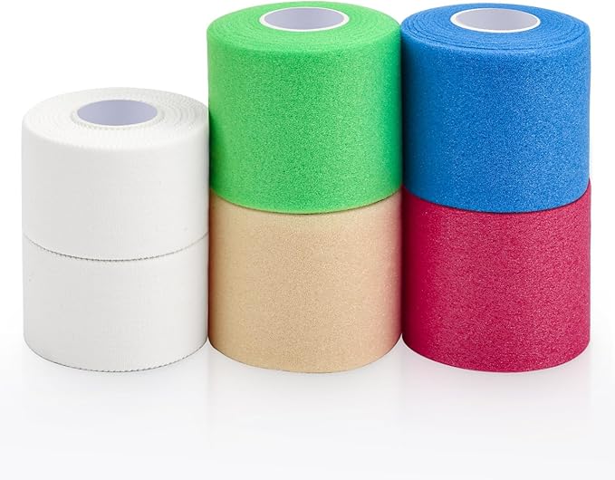 6 Rolls Athletic Tape Set - 4 Rolls Foam Pre Wrap & 2 Rolls White ...