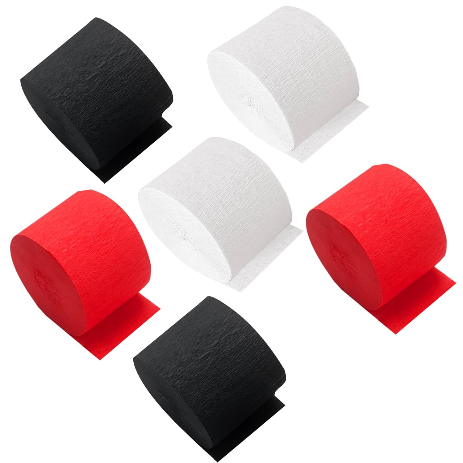 6 Rolls in Black,White,Red Crepe Paper Streamers Rolls, 150m Pack of ...
