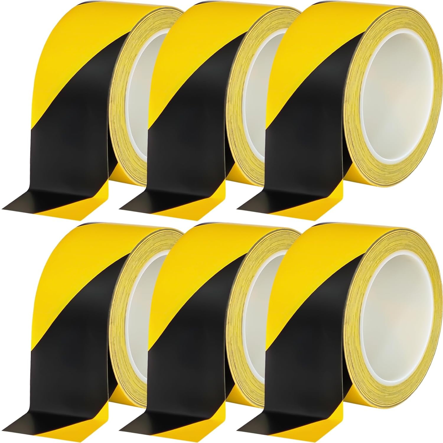 6 Rolls Black and Yellow Hazard Warning Safety Tape 2 Inch x 108 Feet ...