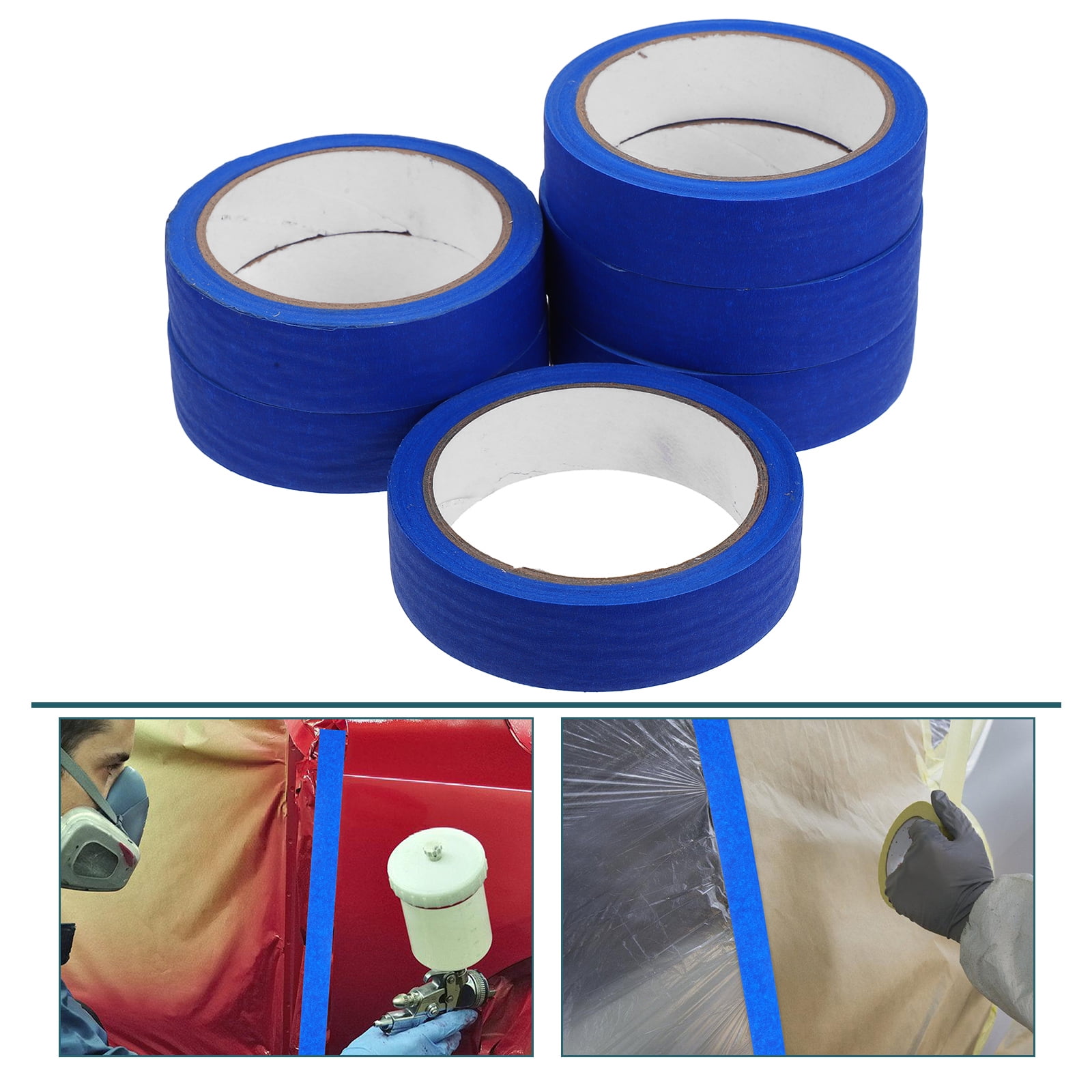 6 Rolls Blue Masking Tape Wide Adhesive Masking Paper For Auto Painting ...