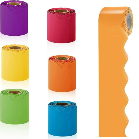 6 Rolls Bulletin Board Borders,Bexikou Colorful Border Stickers, Shine ...