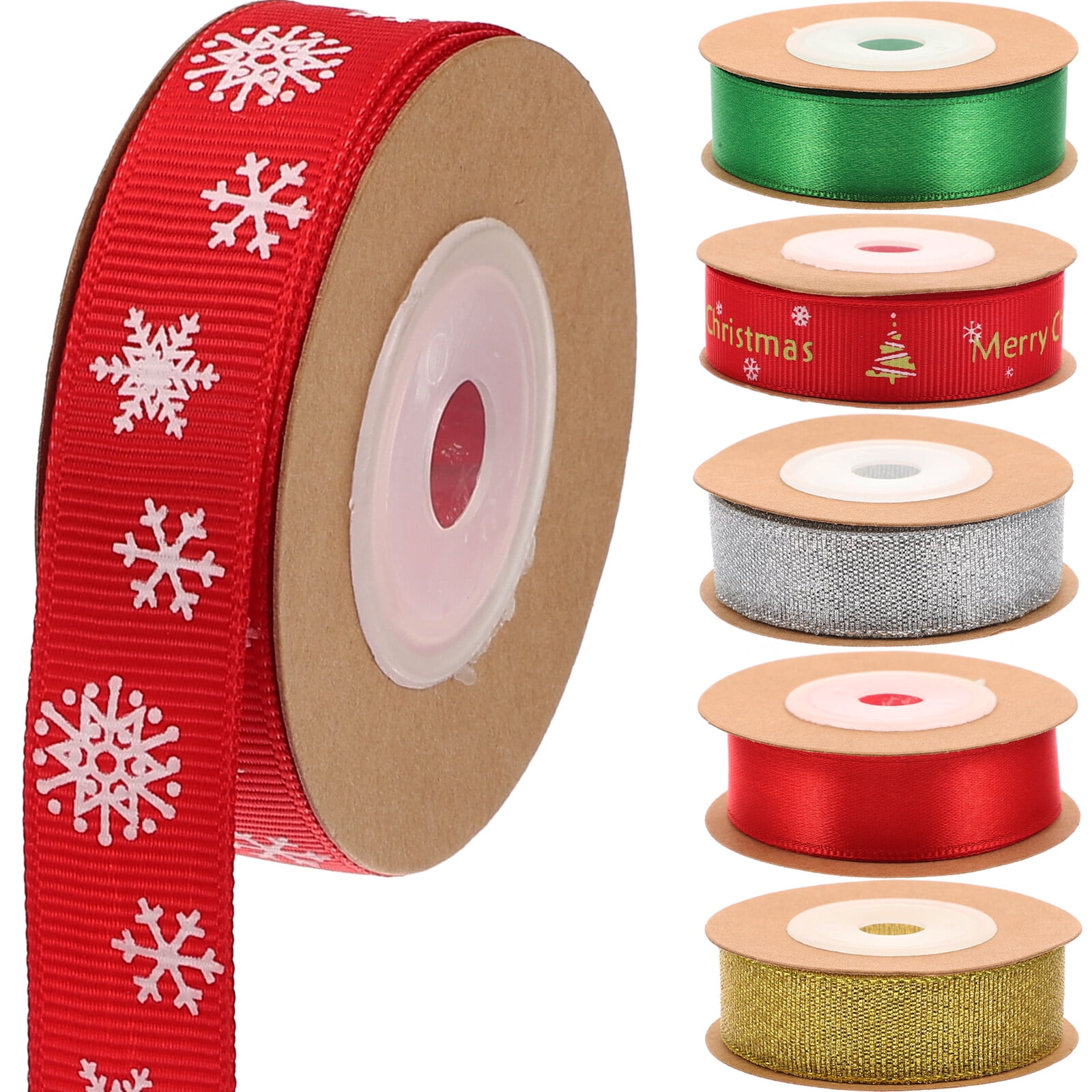 6 Rolls Christmas Ribbons Xmas Tree Decorative Ribbons DIY Xmas Gift ...