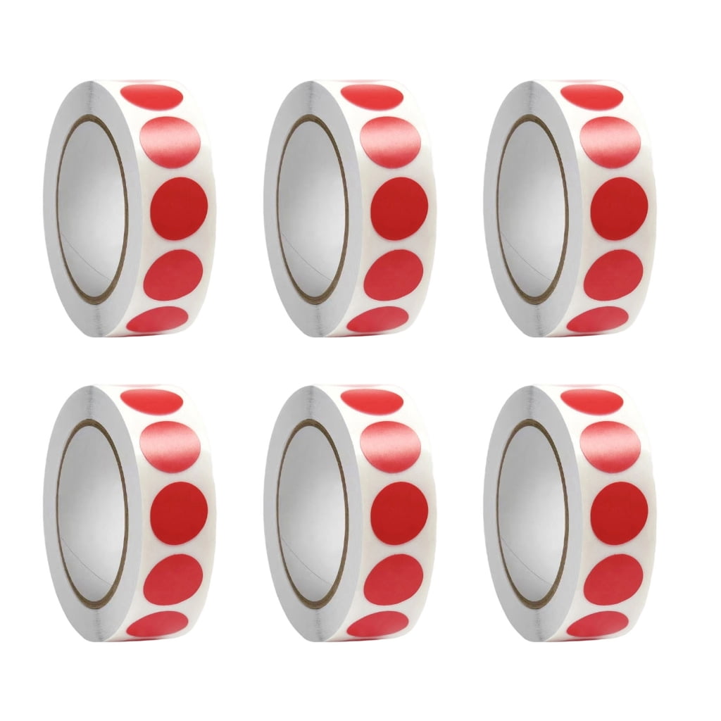 6 Rolls Circle Labels Round Sticker Red Dot Sticker Circular Sticker ...
