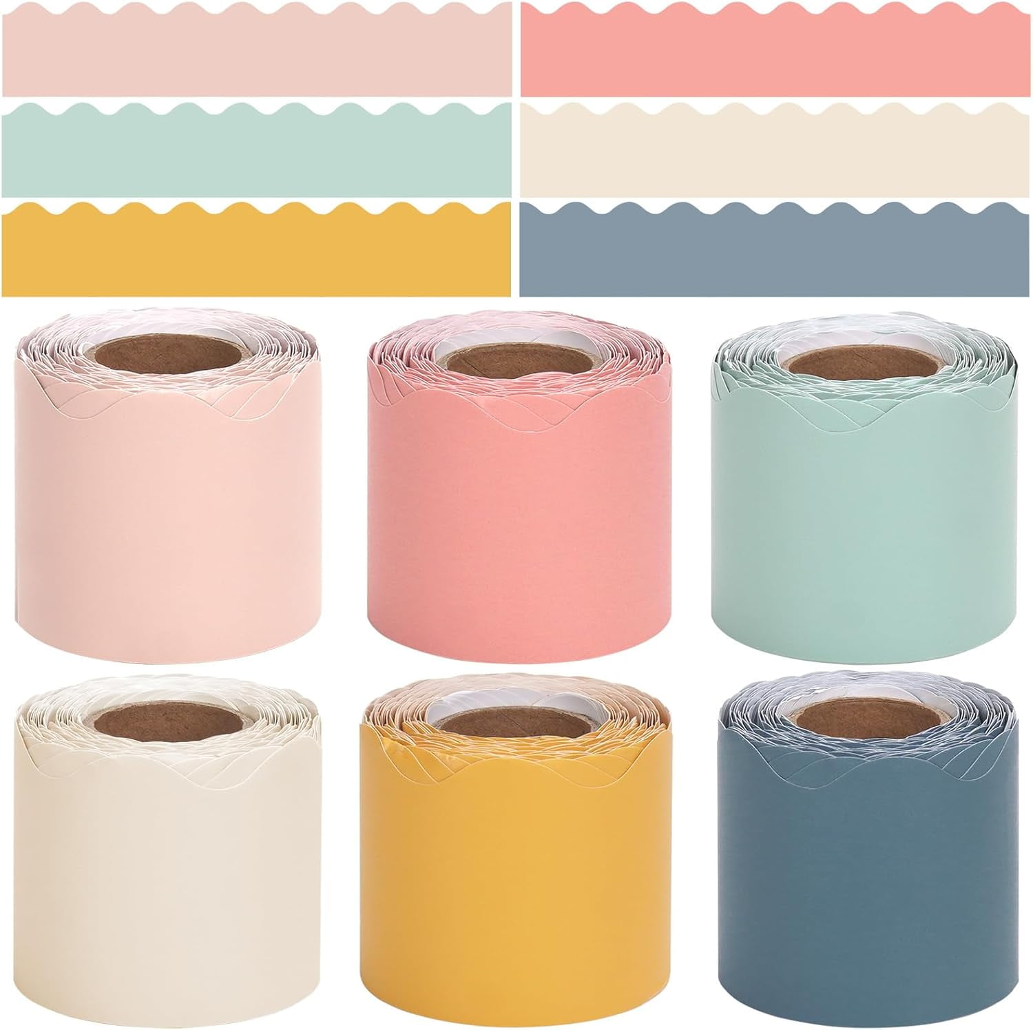 6 Rolls Classroom Bulletin Board Borders, 196.8 ft Colorful Die Cut ...