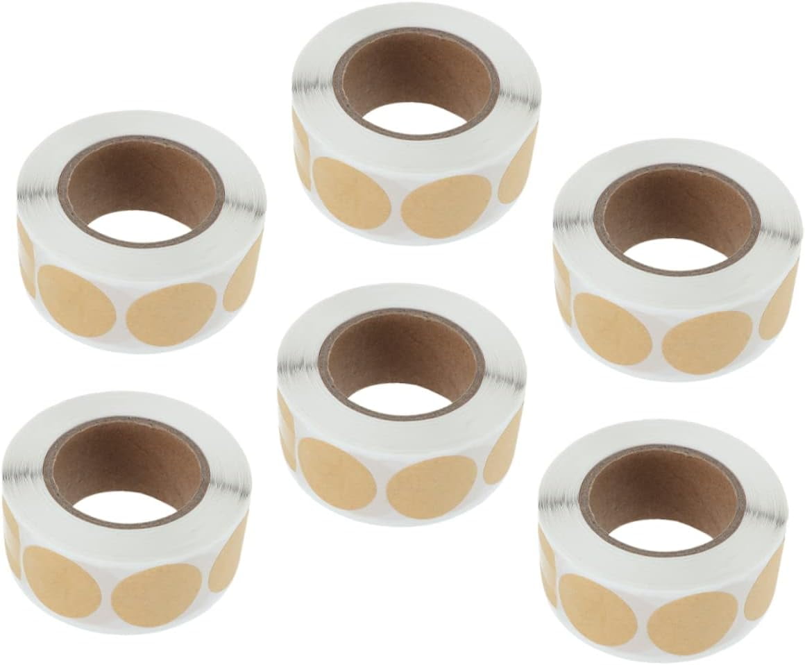6 Rolls Cowhide Adhesive Sticker Circle Labels Sticker Labels Brown ...