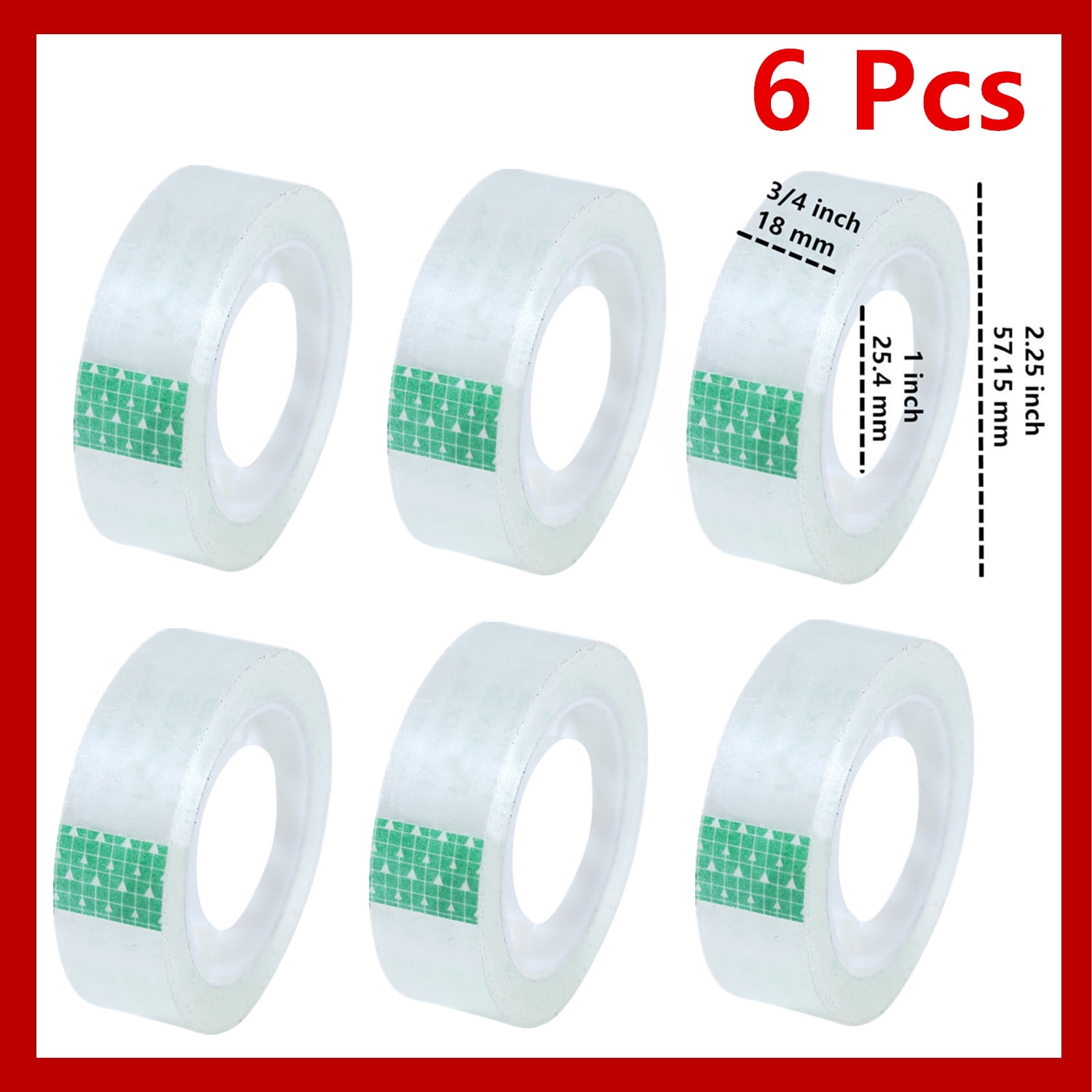 6 Rolls of Crystal Clear Transparent Tape Dispenser Refill 3/4" x 1000 ...