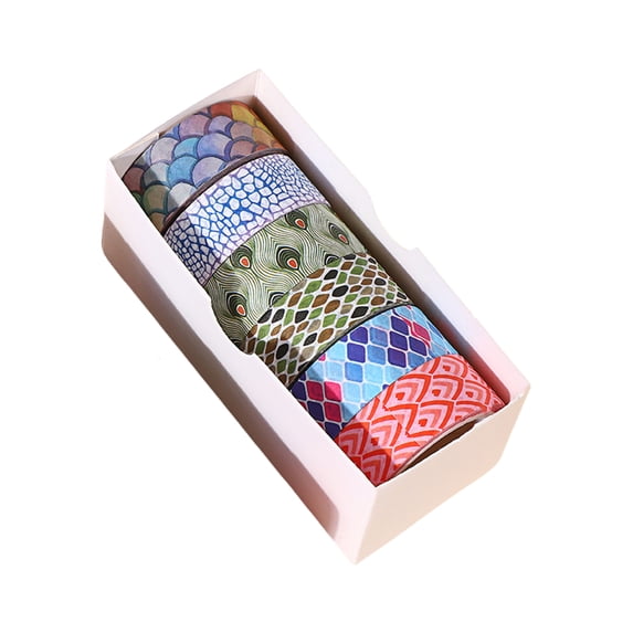 6 Rolls Decorative Tape Print Hand Account Tape Washis Tape Paper Tape ...
