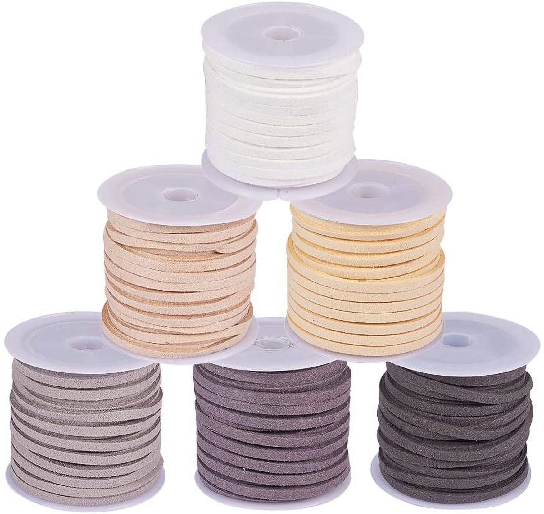 6 Rolls Flat Faux Suede Leather Lace 3mm Micro-Fiber Leather String ...