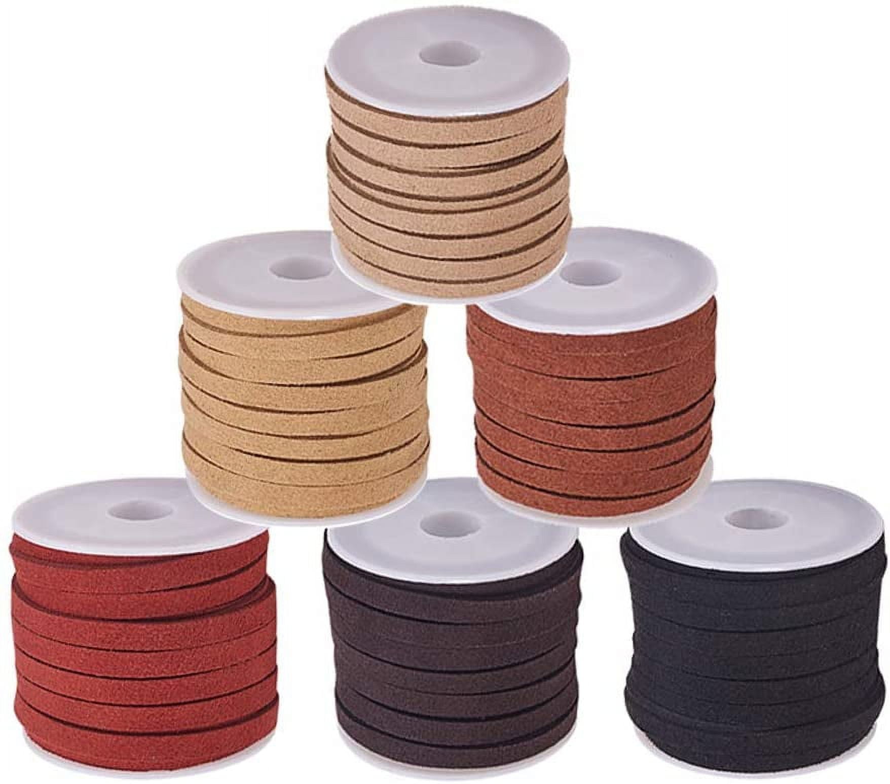6Rolls Flat Faux Suede Leather Lace 5mm Micro-Fiber Leather String Cord ...