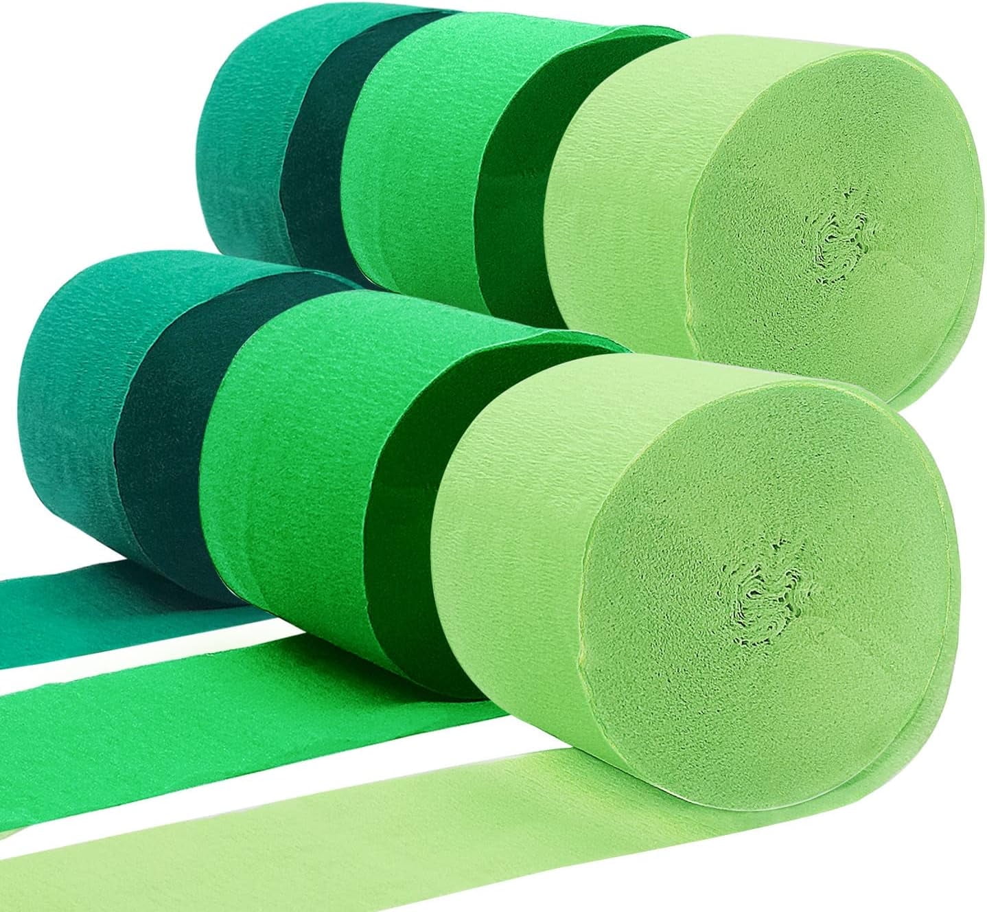 6 Rolls Gradient Green Crepe Paper Streamer - 492 Feet Hanging ...