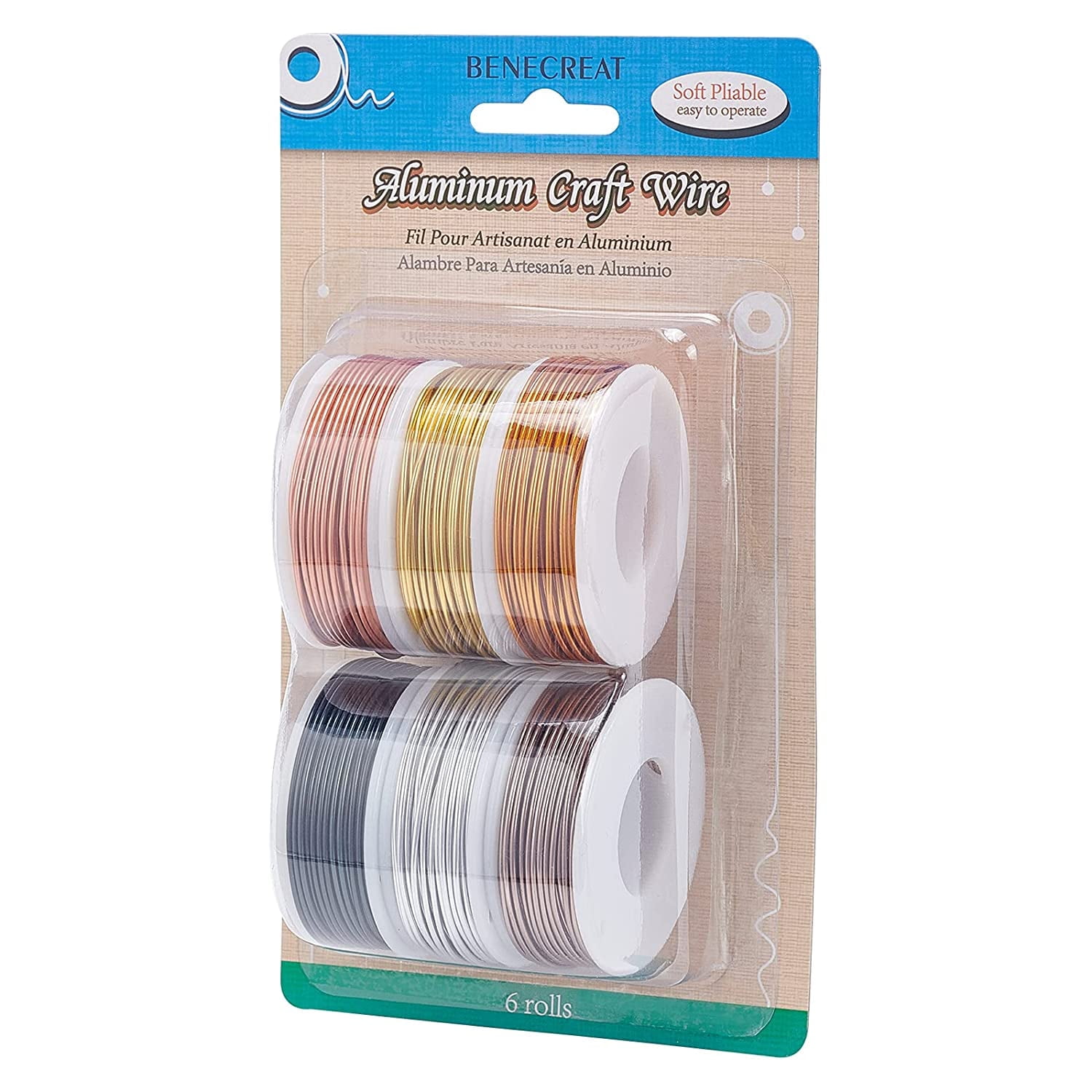 6 Rolls Matte Jewelry Craft Wire(17 Gauge 52 Feet/Roll) Bendable Metal ...