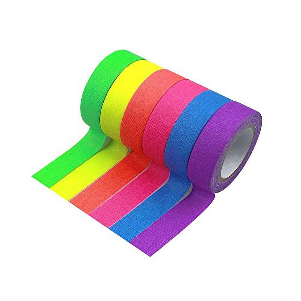 6 Rolls Neon Tapes Fluorescent Cloth Tapes Glow in The Dark Tape for ...