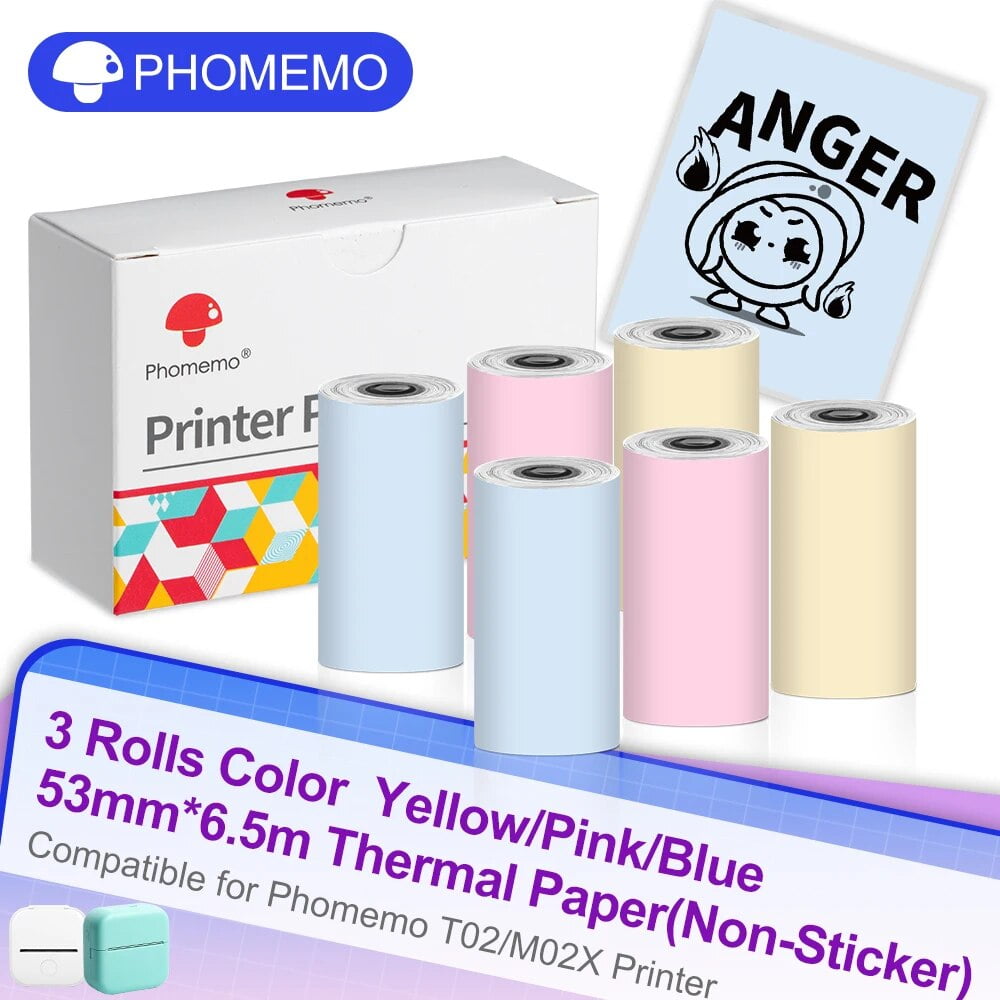 6 Rolls Phomemo Thermal Paper Adhesive Sticker DIY label Sticker ...