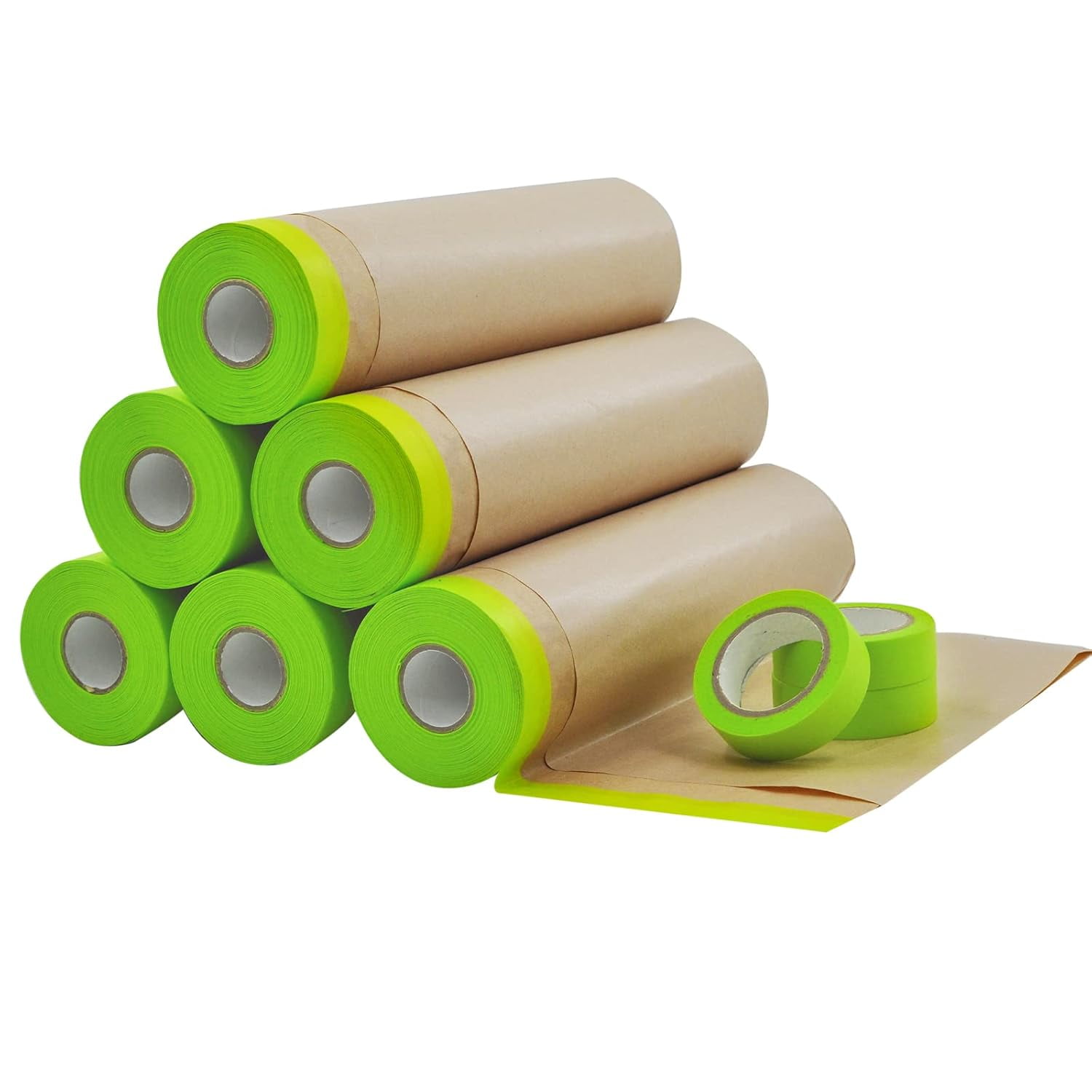 6 Rolls Pre-Taped Masking Paper for Painting and 3 Rolls Masking Tape ...