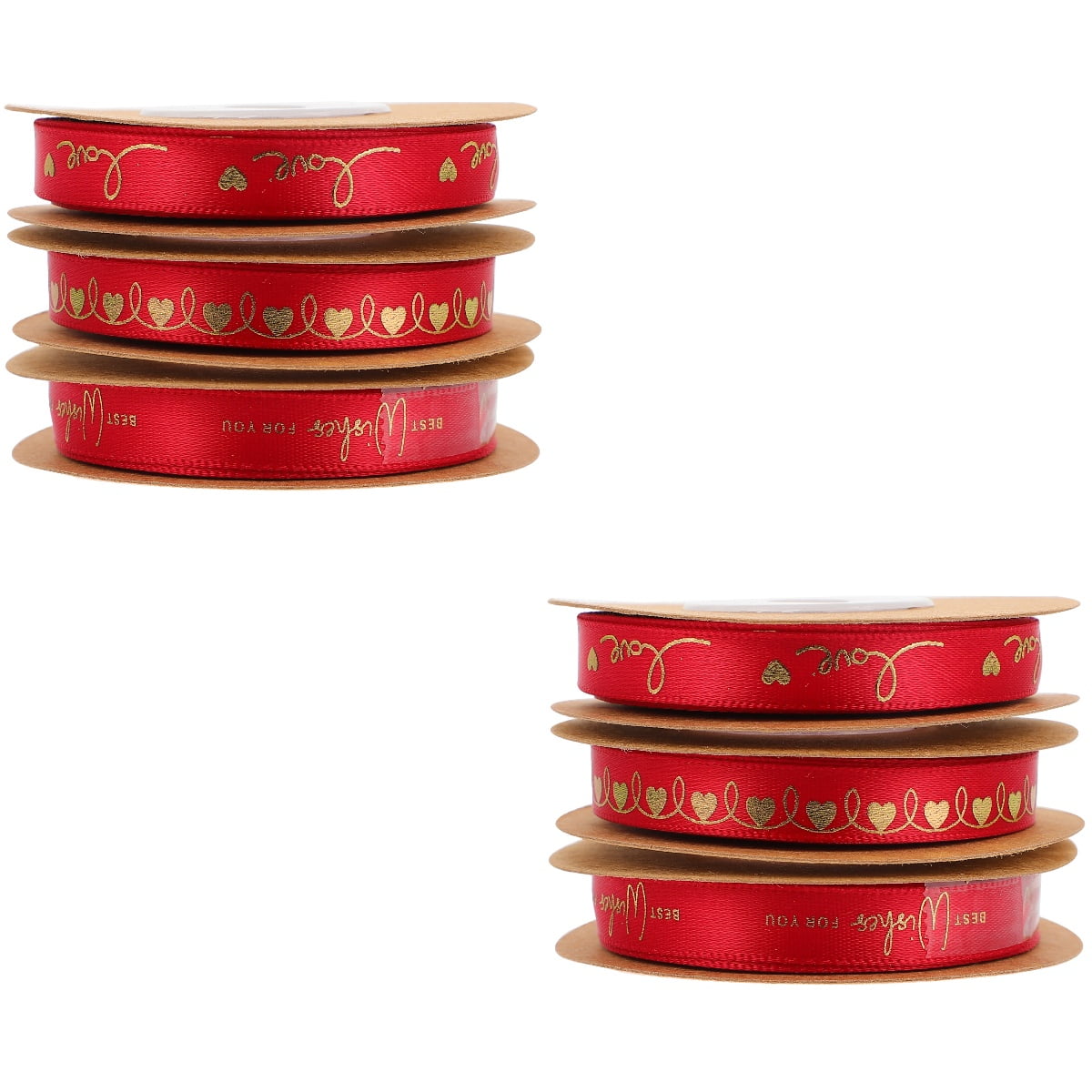 6 Rolls Satin Ribbon Love DIY Birthday Wrapping Ribbons Letter Heart ...