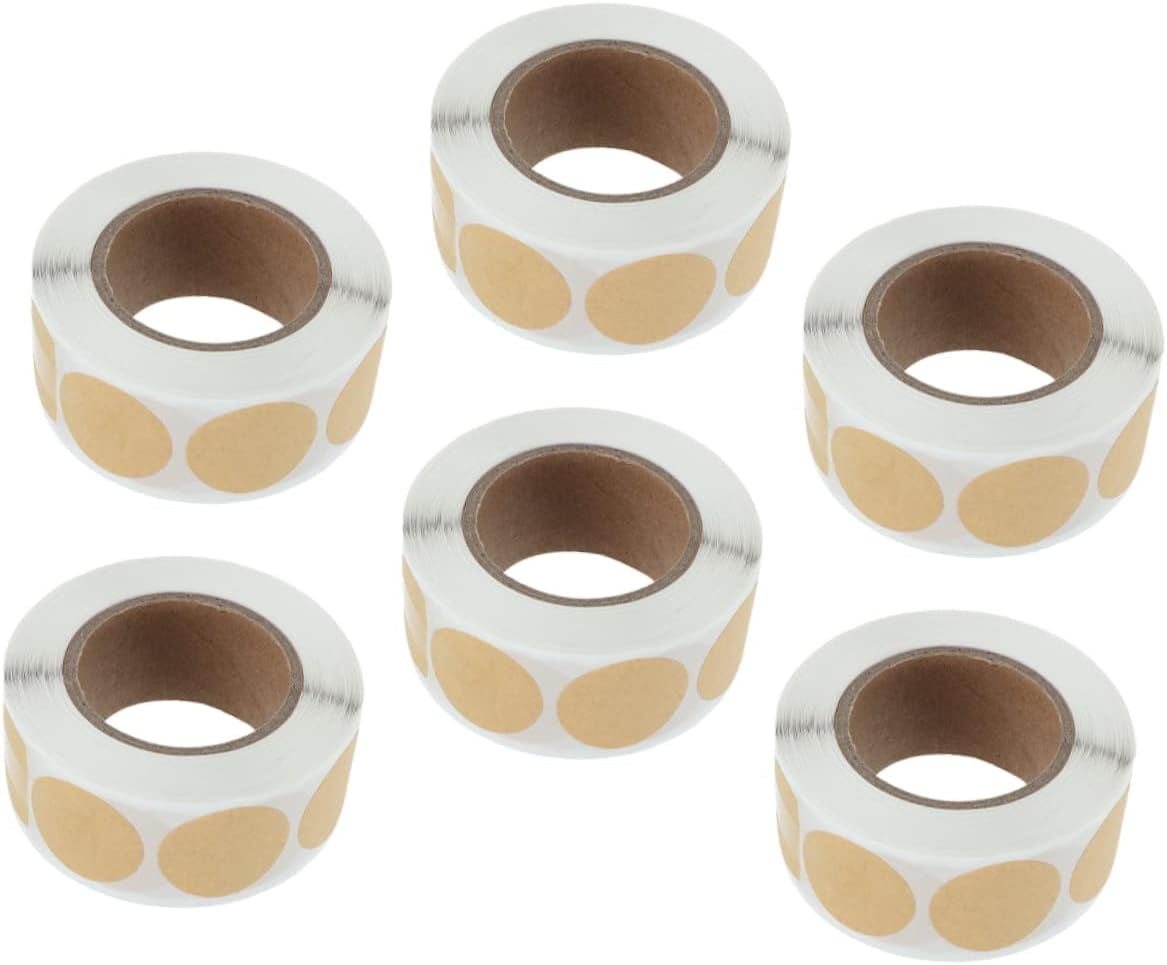 6 Rolls Simple Durable Delicate Adhesive Kraft Paper Stickers Round ...