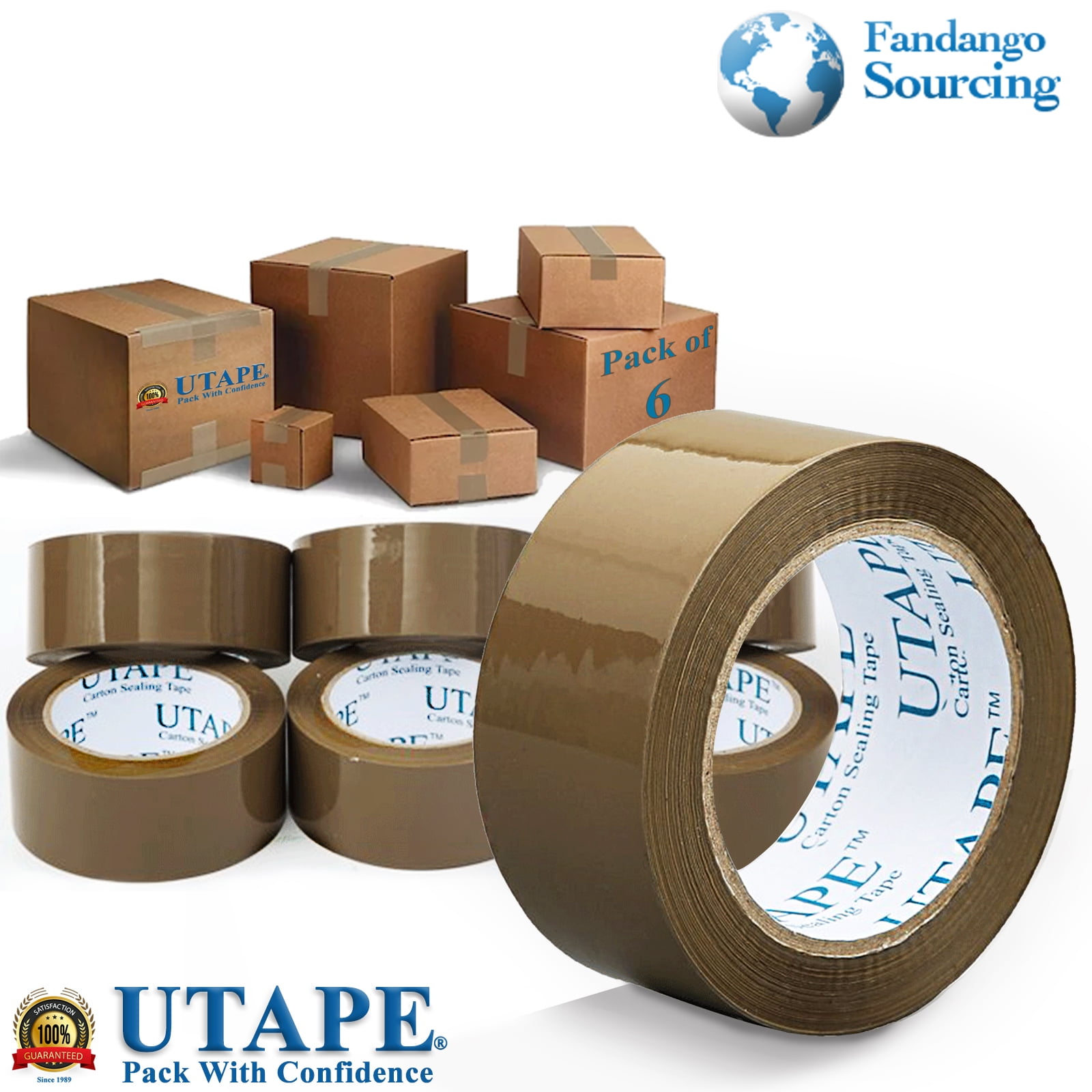 6 Rolls Tan Color Carton Box Sealing Packing Tape, 2" Wide X 330' Long ...