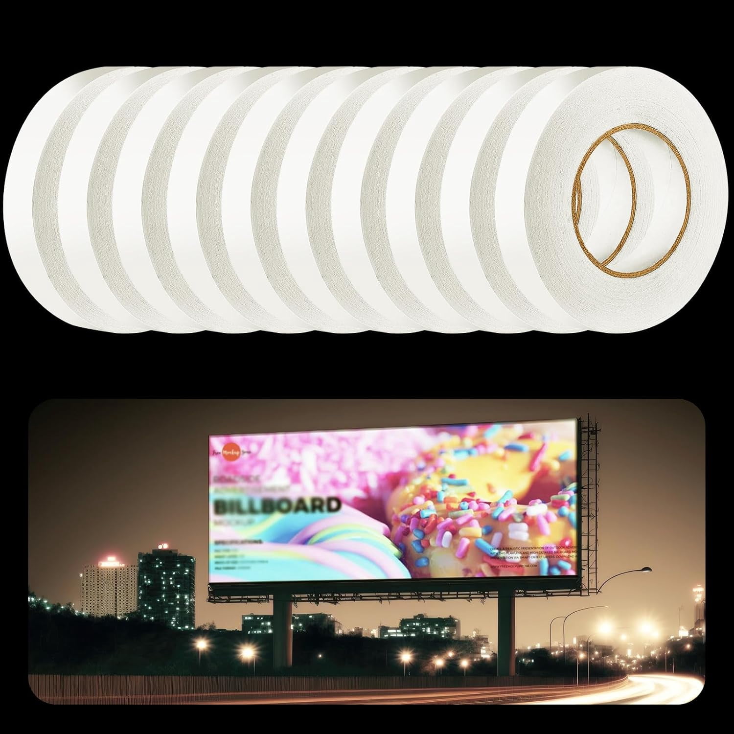 6 Rolls Total 984 ft Heavy Duty Banner Hem Tape Double Sided Each 1" x ...