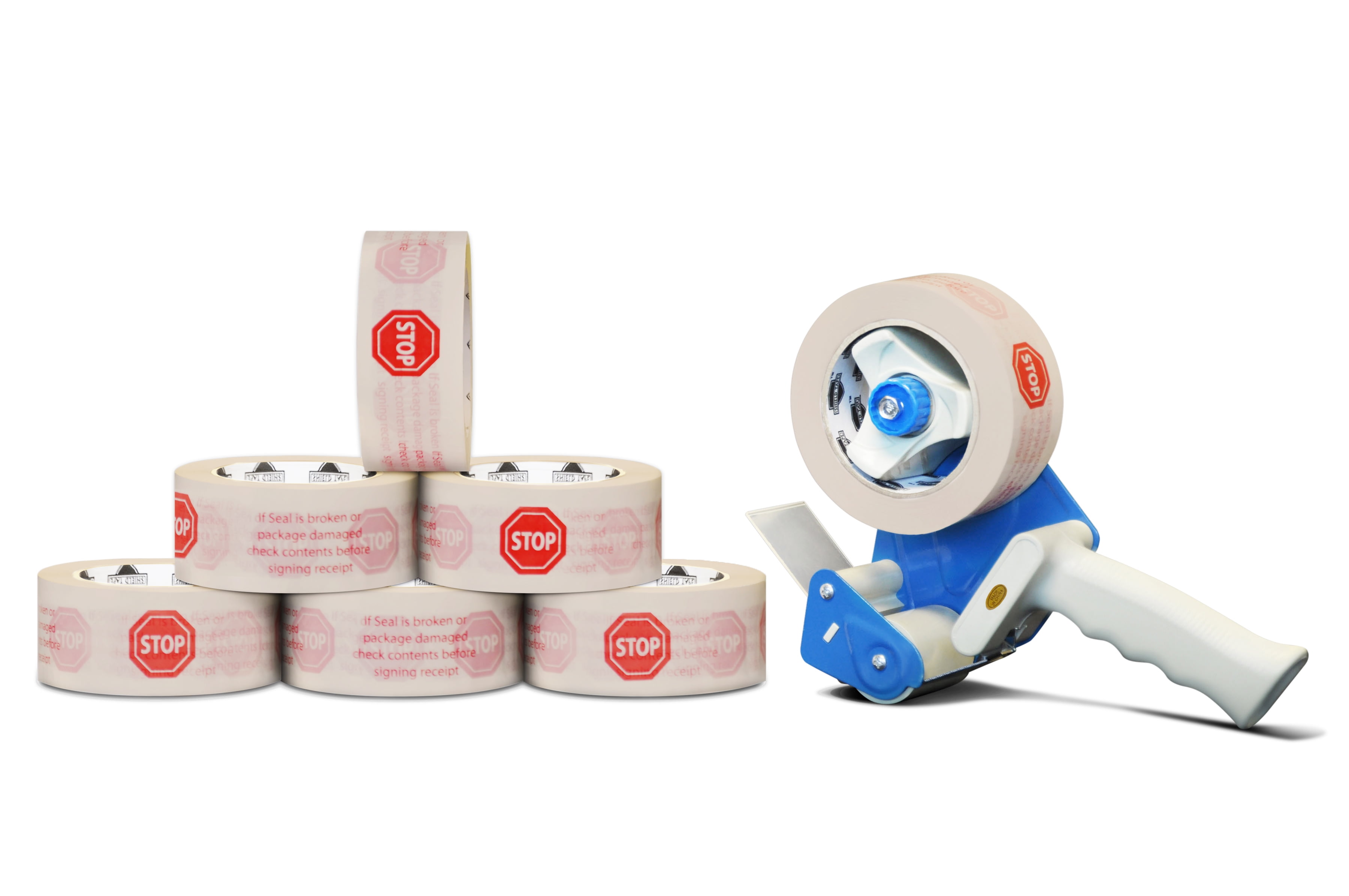 6 Rolls White Printed Packing Stop Sign Tape 2" x 110 Yards 2 Mil with ...