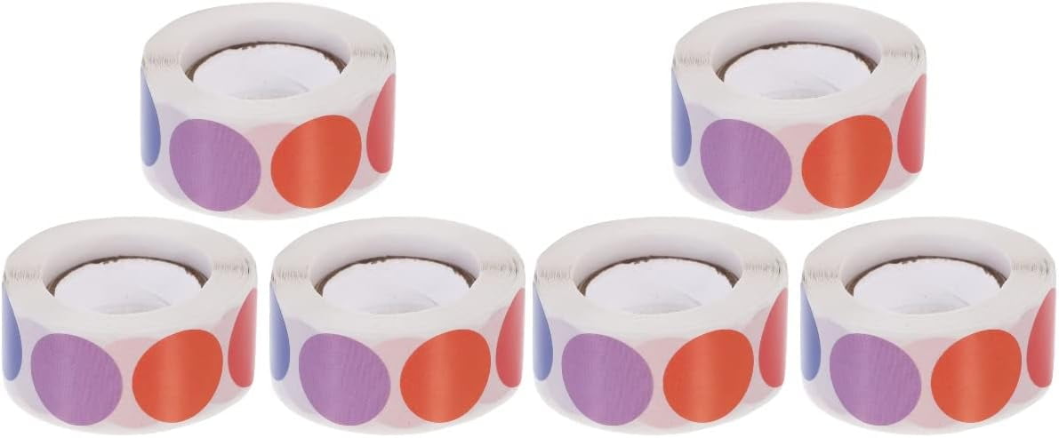 6 Rolls of Dot Stickers Colored Round Label Sticker Classification ...