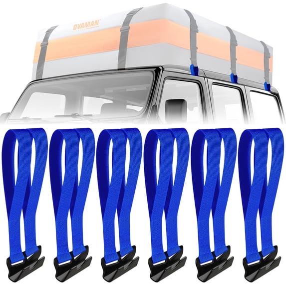 6 Rooftop Cargo Tie Down Hook Straps-Secure Any Car Roof Bag, Roof Rack ...
