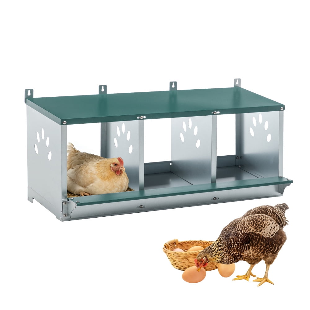 6-Room Galvanized Steel Chicken Nesting Box, Green Multi-Hole Hen ...