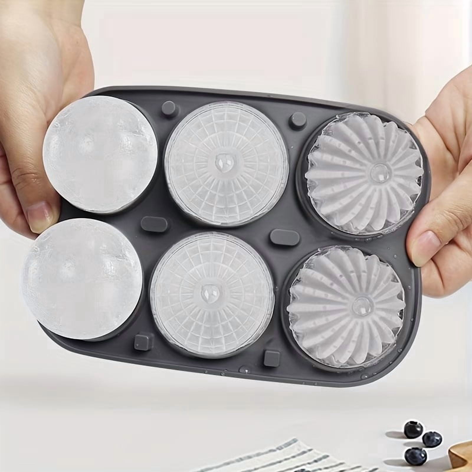6 Round Ball Diamond-Shaped Silicone Ice Cube Tray for Whiskey, Milk ...