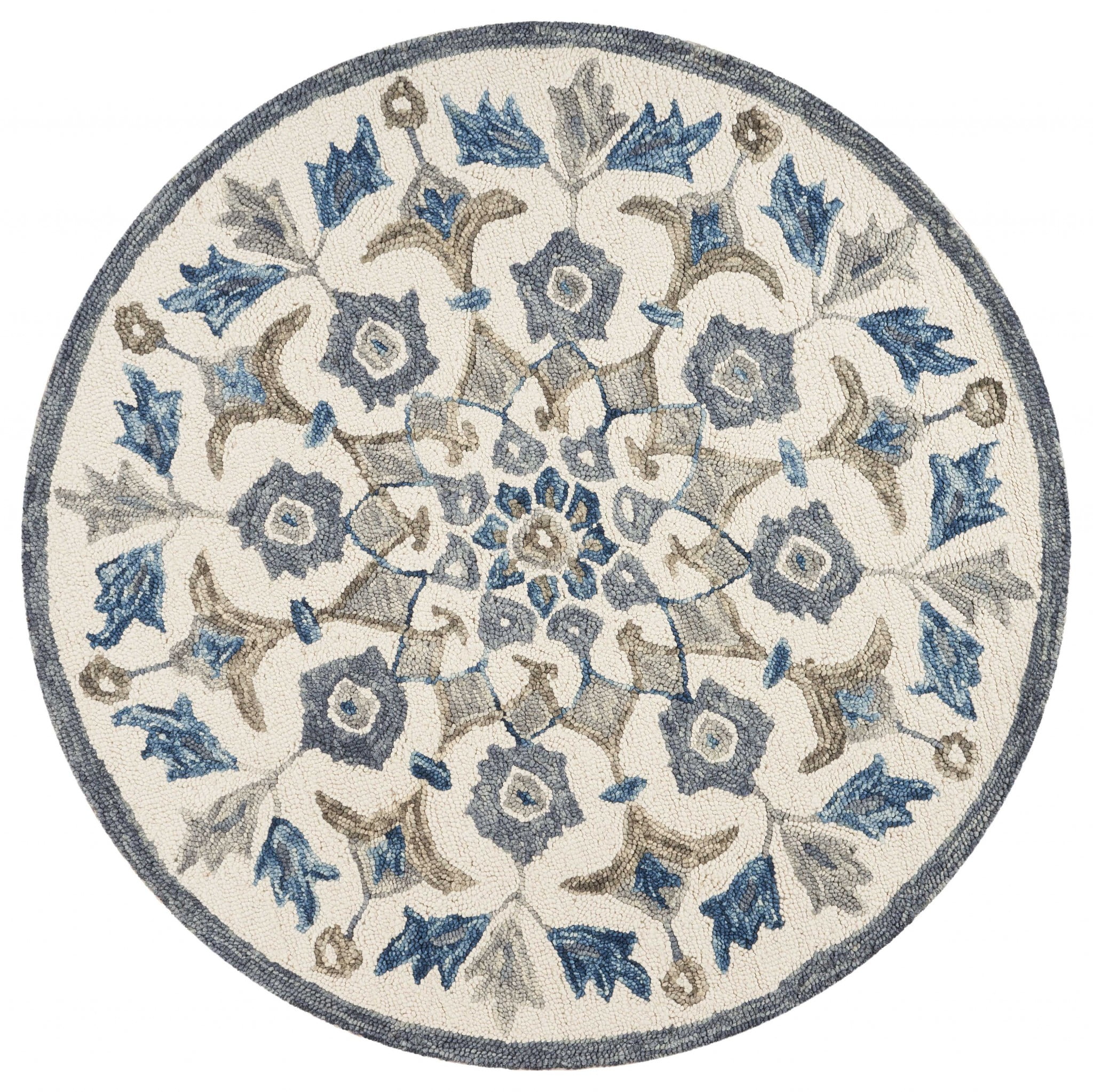 6â€™ Round Blue Floral Oasis Area Rug - Walmart.com