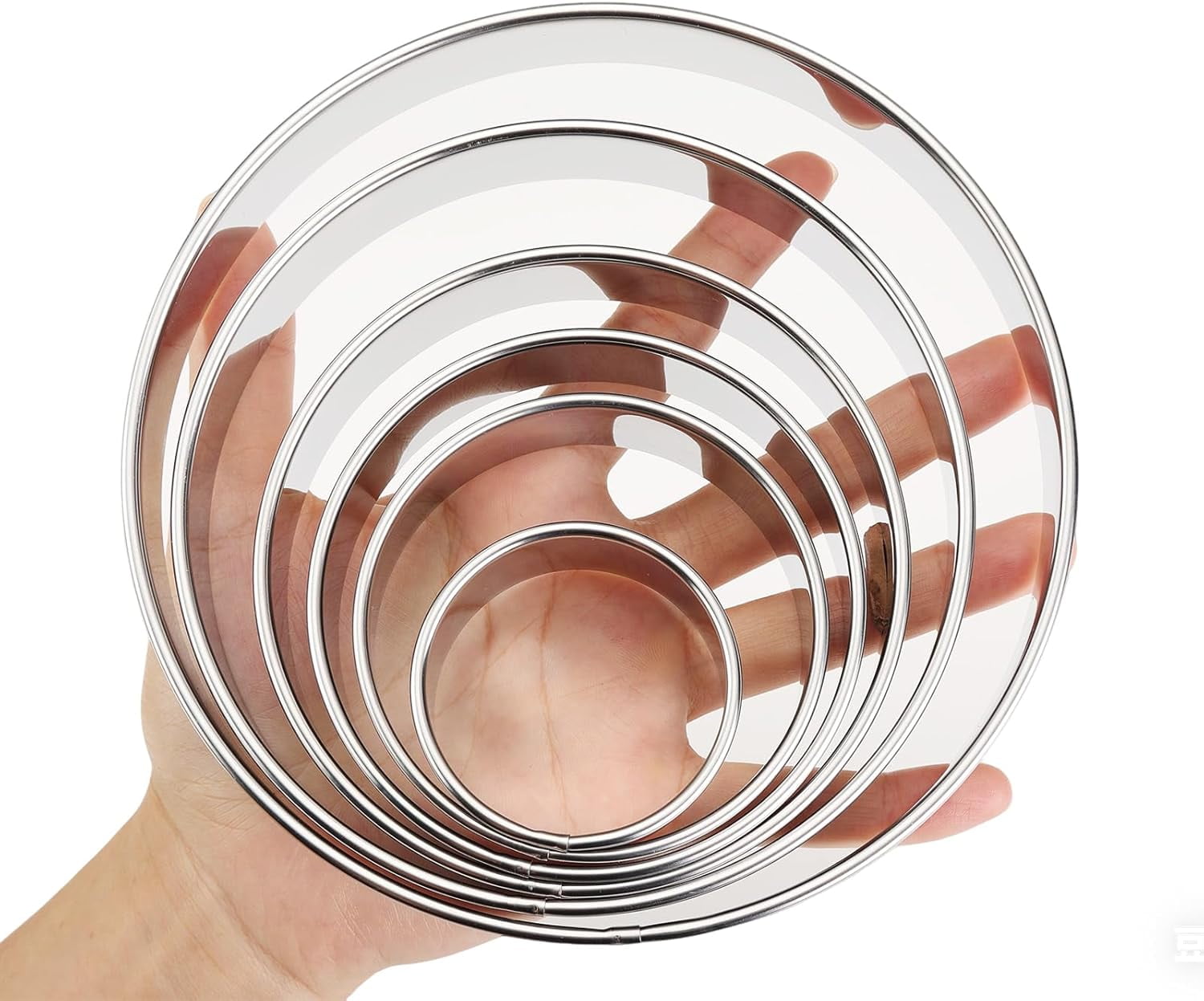 6 Round Cookie Cutters (2, 3, 3.5, 4, 5, 6 Inch), Stainless Steel ...