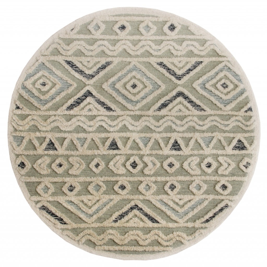 6â€™ Round Cream Modern Geometric Area Rug - Walmart.com