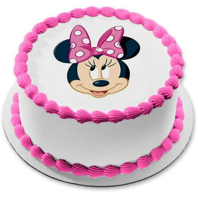 6" Round Minnie Mouse Face Birthday Edible Image Cake Topper By TNCT ...