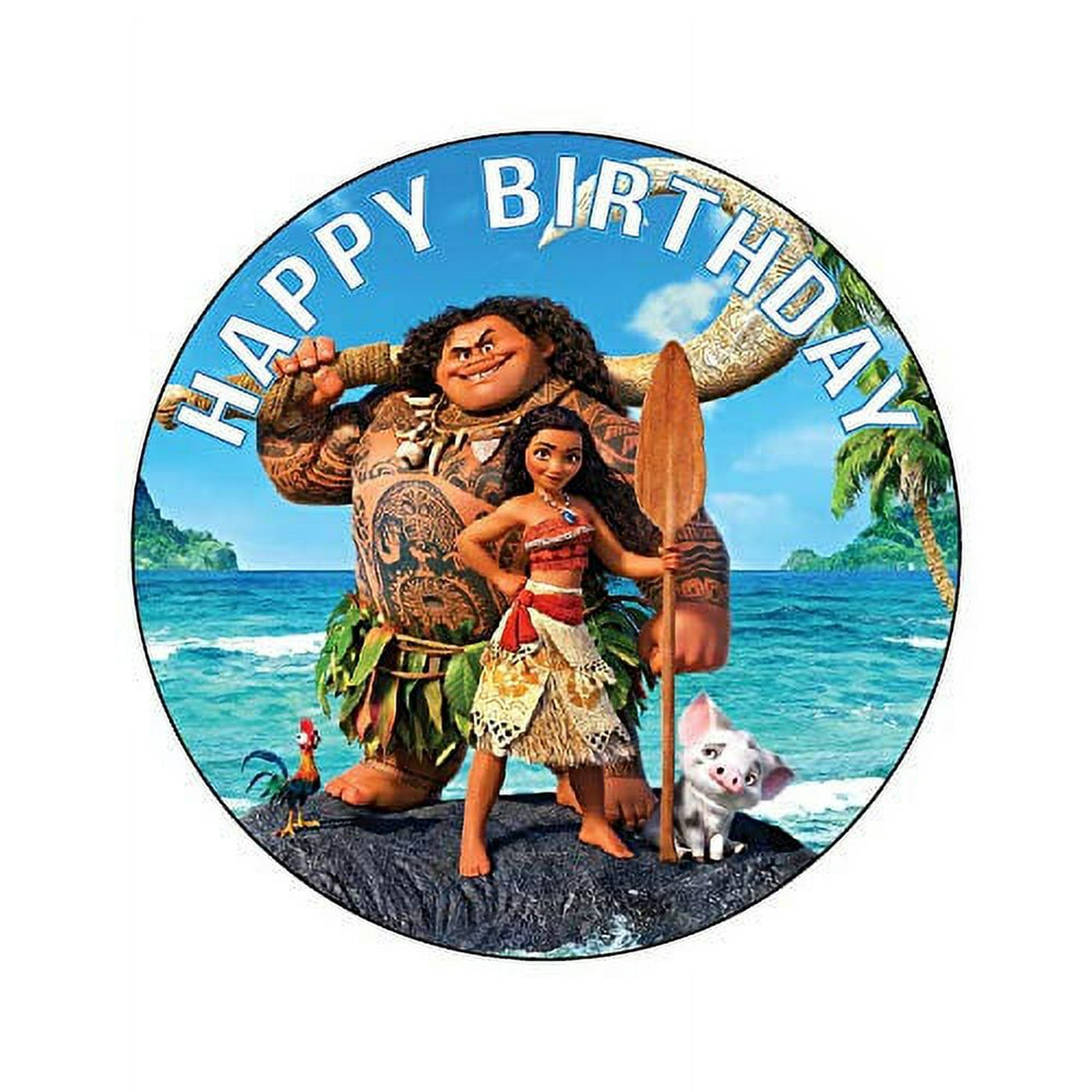 9.5" Round Pre-Cut Moana & Maui Themed Birthday Edible Image Cake ...