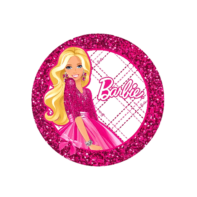 6" Round Pre-Cut Barbie All Dolled Up Birthday Edible Image Cake Topper ...