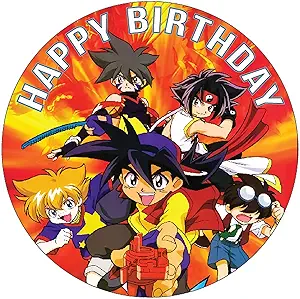 6" Round Pre-Cut Beyblade Happy Birthday Edible Image Cake Topper By ...