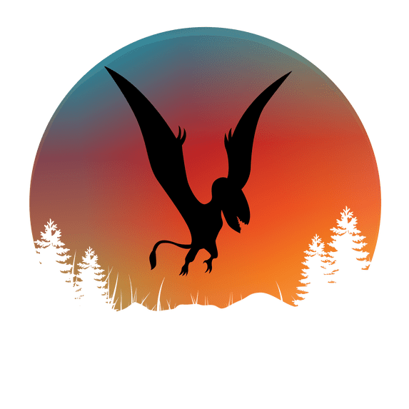 6" Round Pre-Cut Black Silhouette Of A Pterodactyl Flying Dinosaur ...