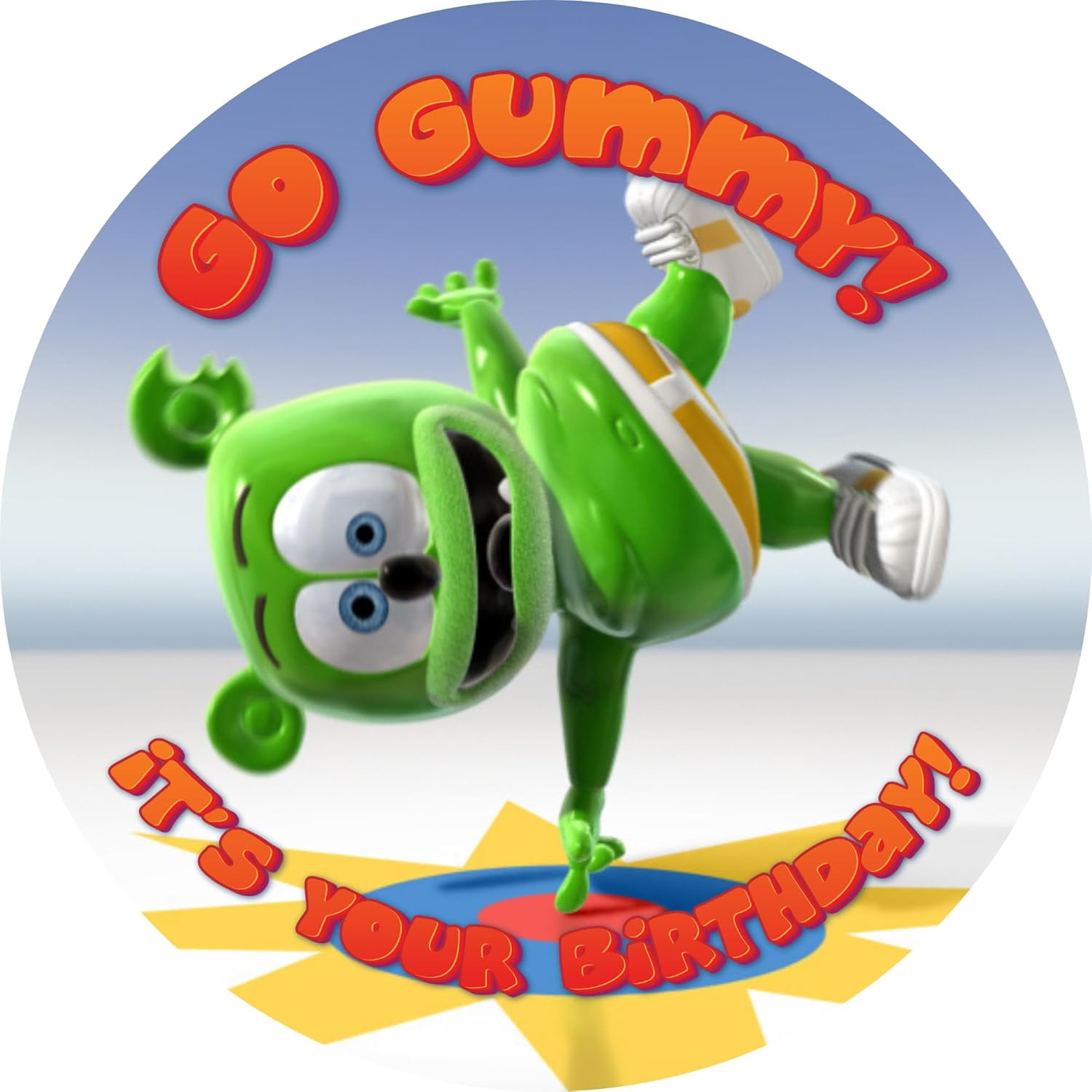 6" Round Pre-Cut Gummibär Gummy Bear Go Birthday Edible Image Cake ...