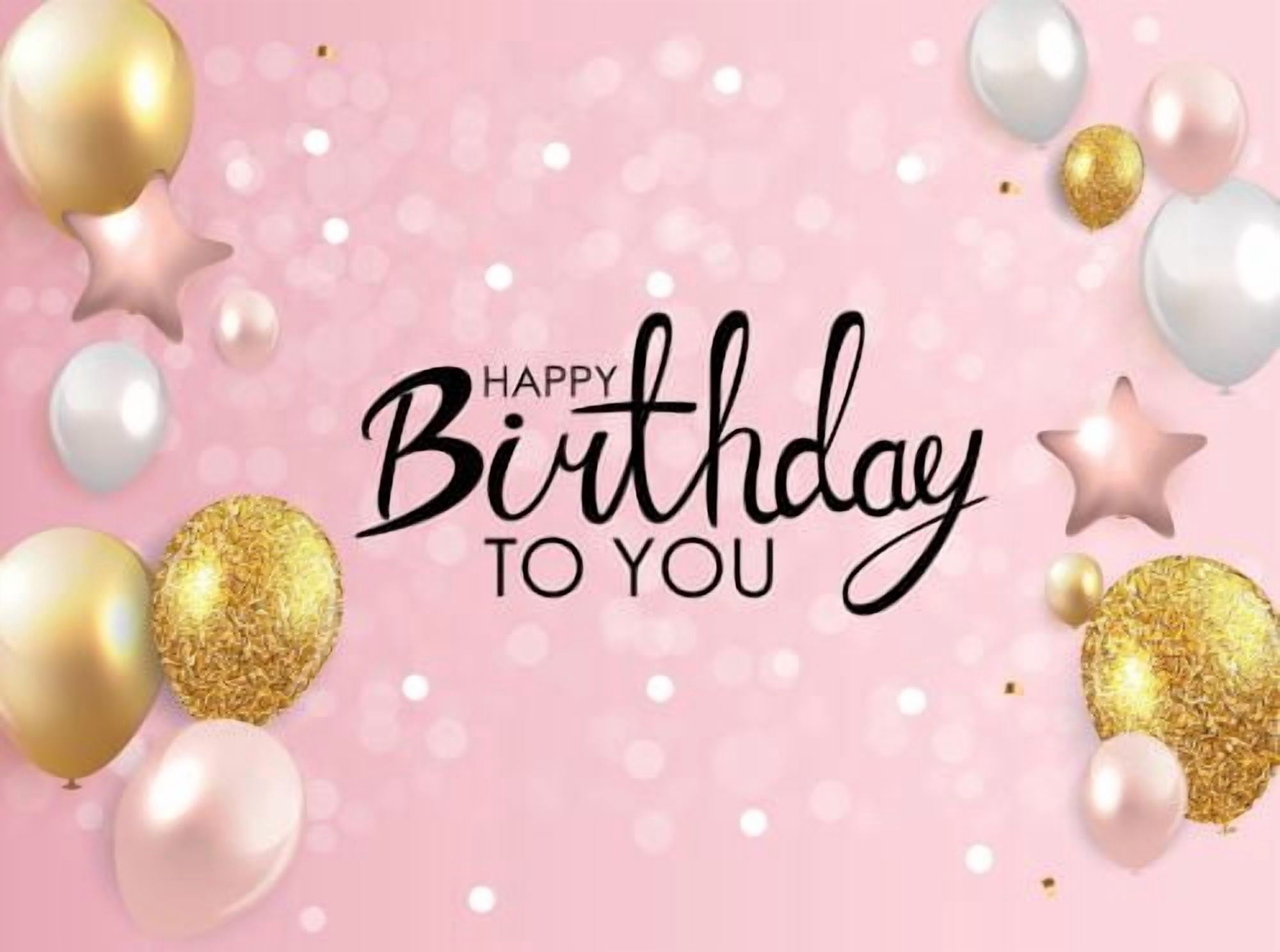 6" Round Pre-Cut Rose Gold Happy Birthday To You Design With Balloons ...