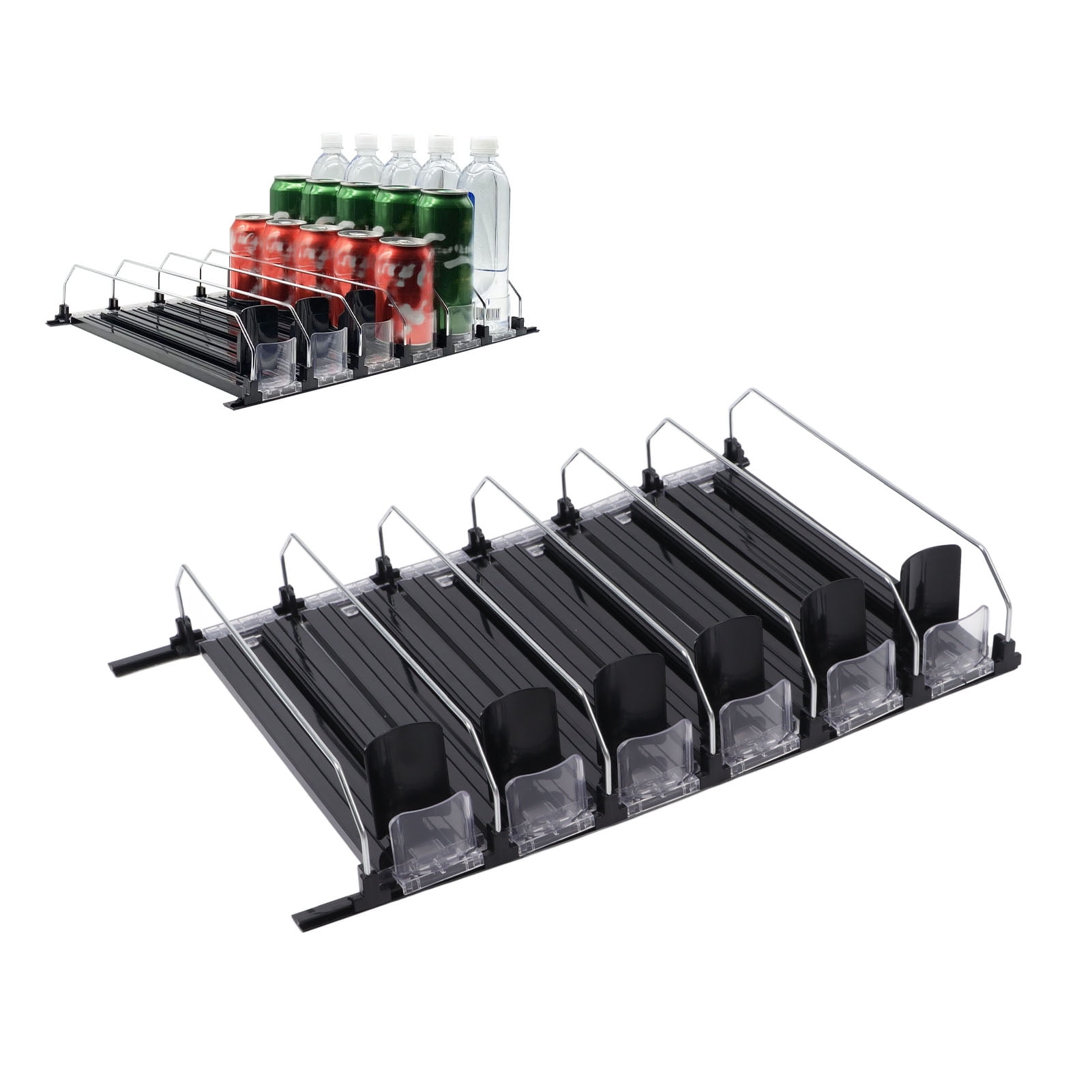 6 Rows Drink Organizer For Fridge - Width-adjustable Push Rod Slide ...