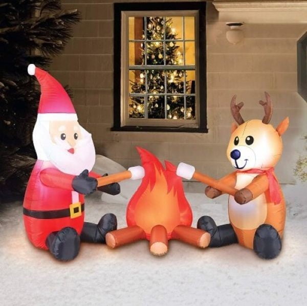 6' SANTA & REINDEER CAMPFIRE SCENE CHRISTMAS AIRBLOWN INFLATABLE- NEW ...