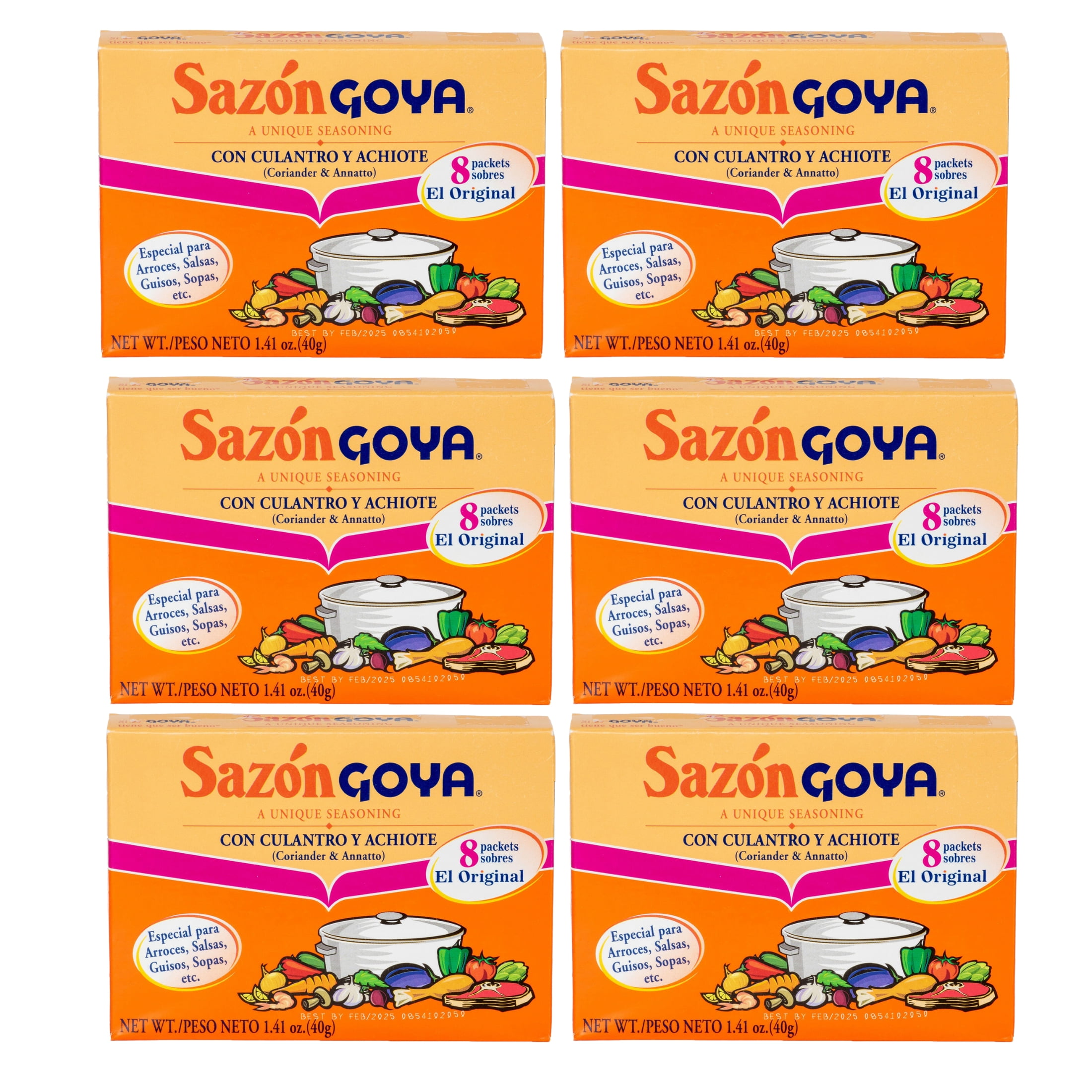 (6) Sazon Goya Unique Seasoning with Coriander & Annatto 1.41oz(8 ...