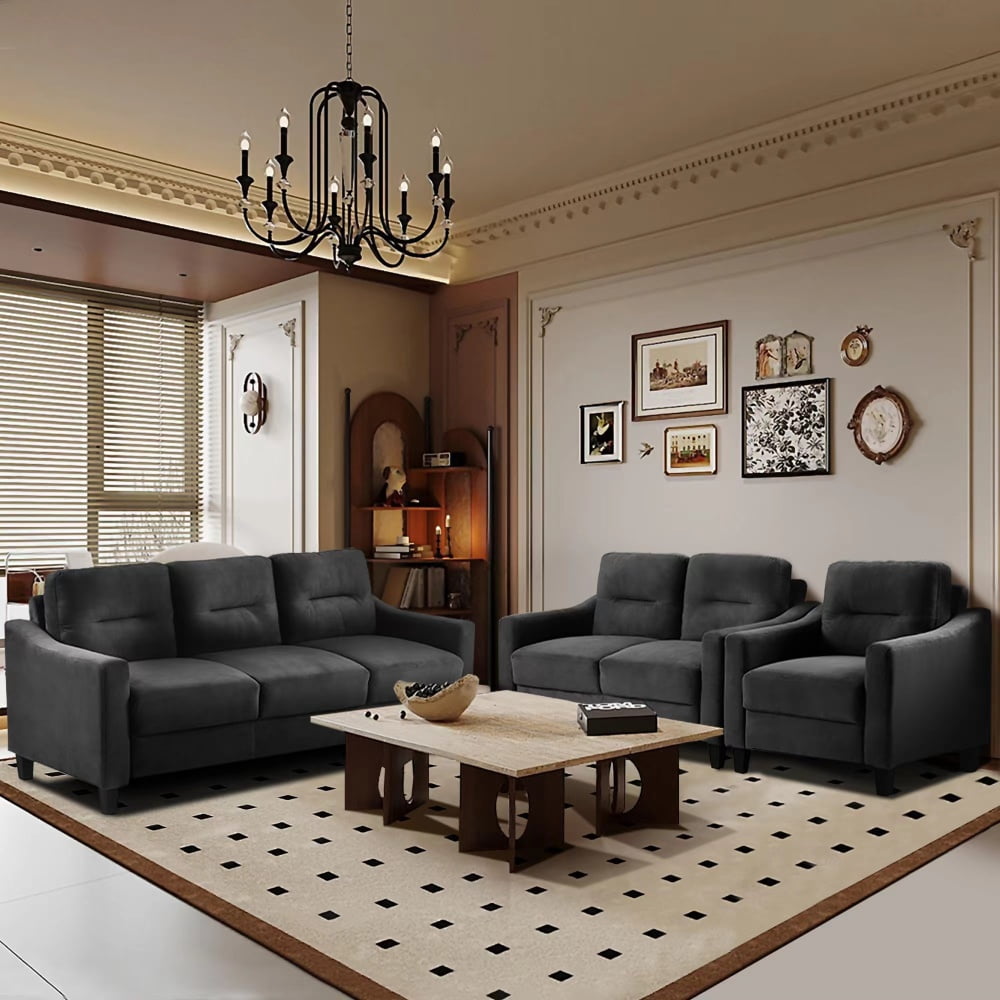 6 Seat Couch, Chenille Fabric Living Room Chairs with Supportive ...