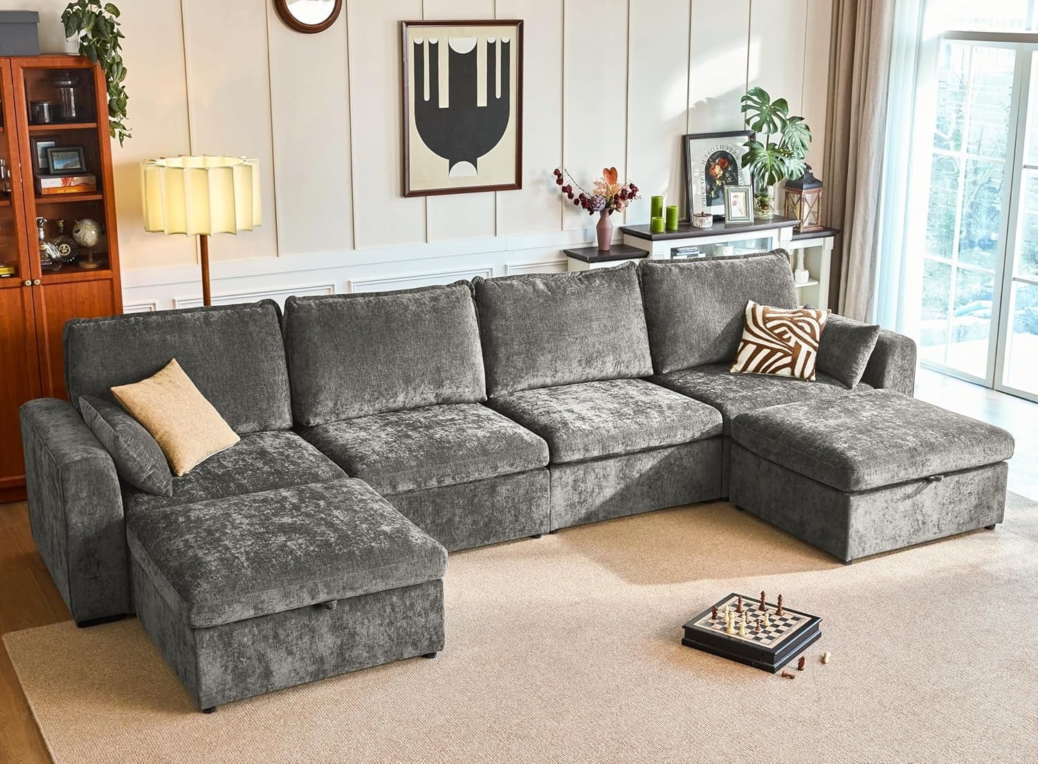 BEDEEP 6-Seater 160.6'' Oversized Modular Sofa Comfy Cloud Couch with ...