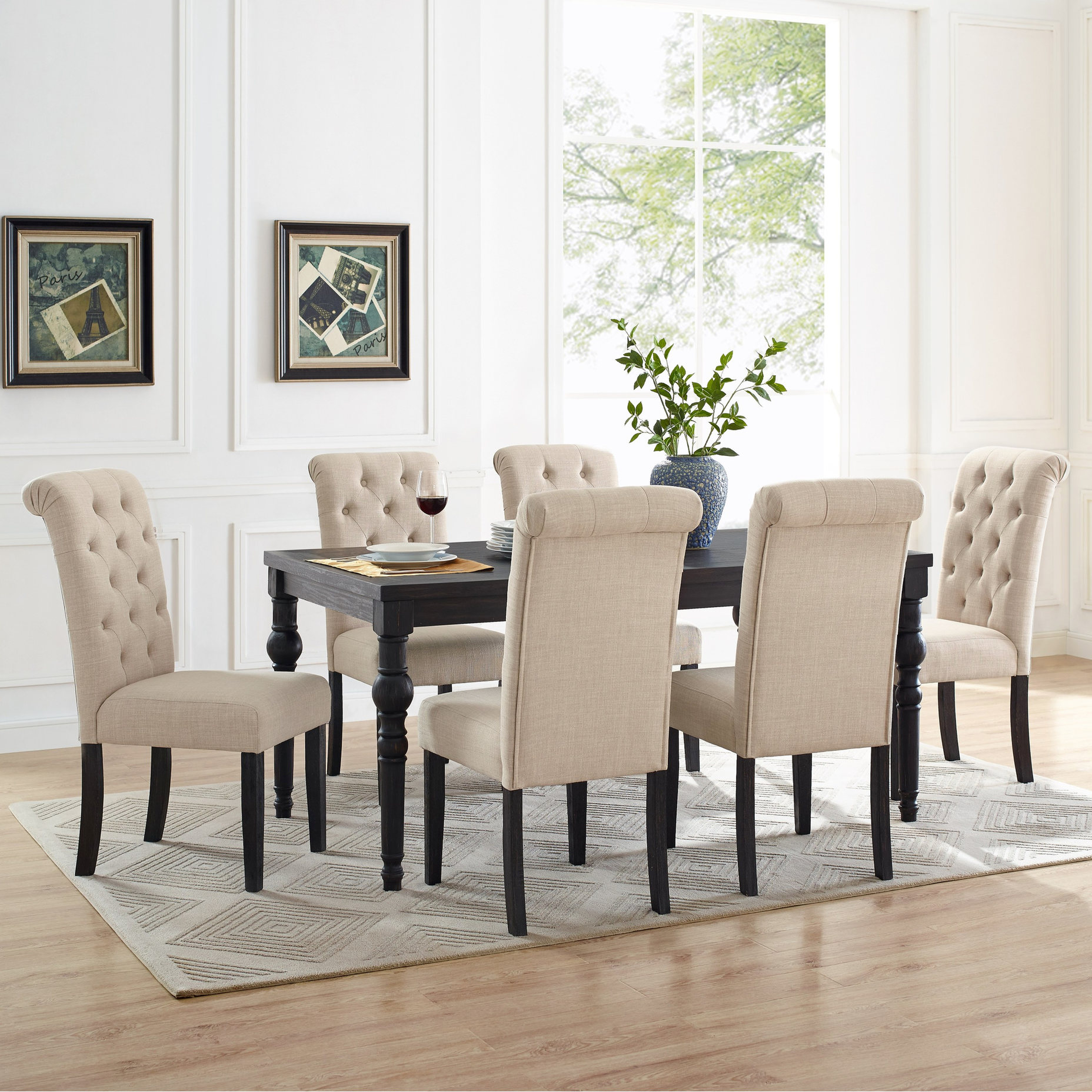 6 - Seater Dining Table and Chairs | Ideal for Casual Meals | Solid ...