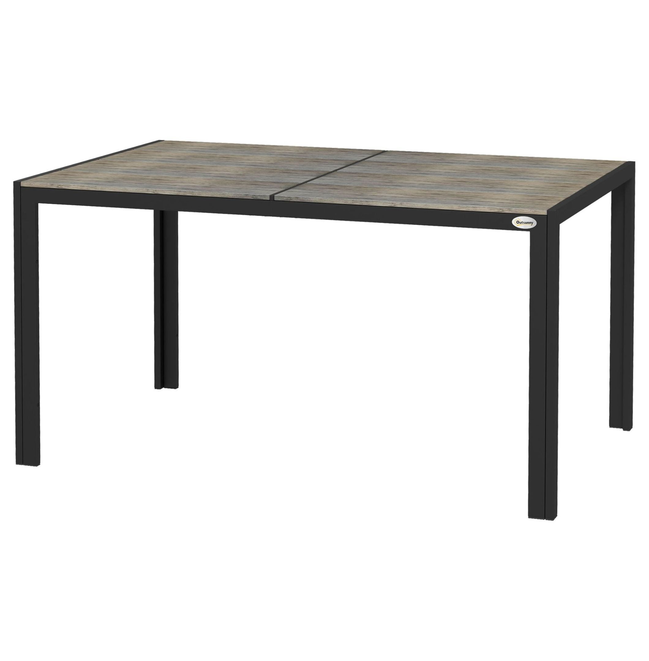 6-Seater Outdoor Dining Set, Gray Aluminum Patio Table - Rectangular Garden Dining Table for 6 ...