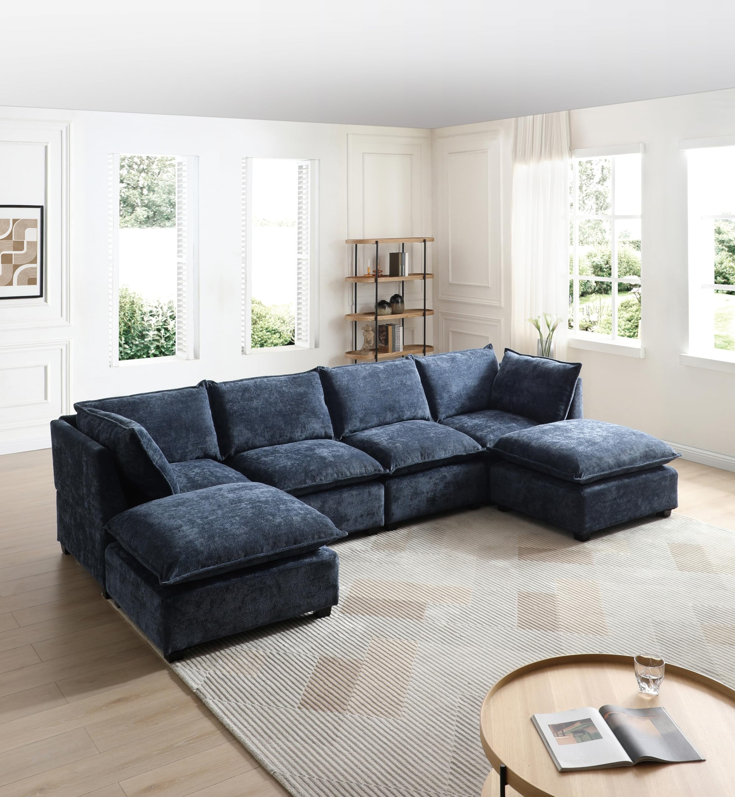6 Seater Oversized Modular Sectional Sofa Couch, Down Filled U / L Shaped Free Combination ...