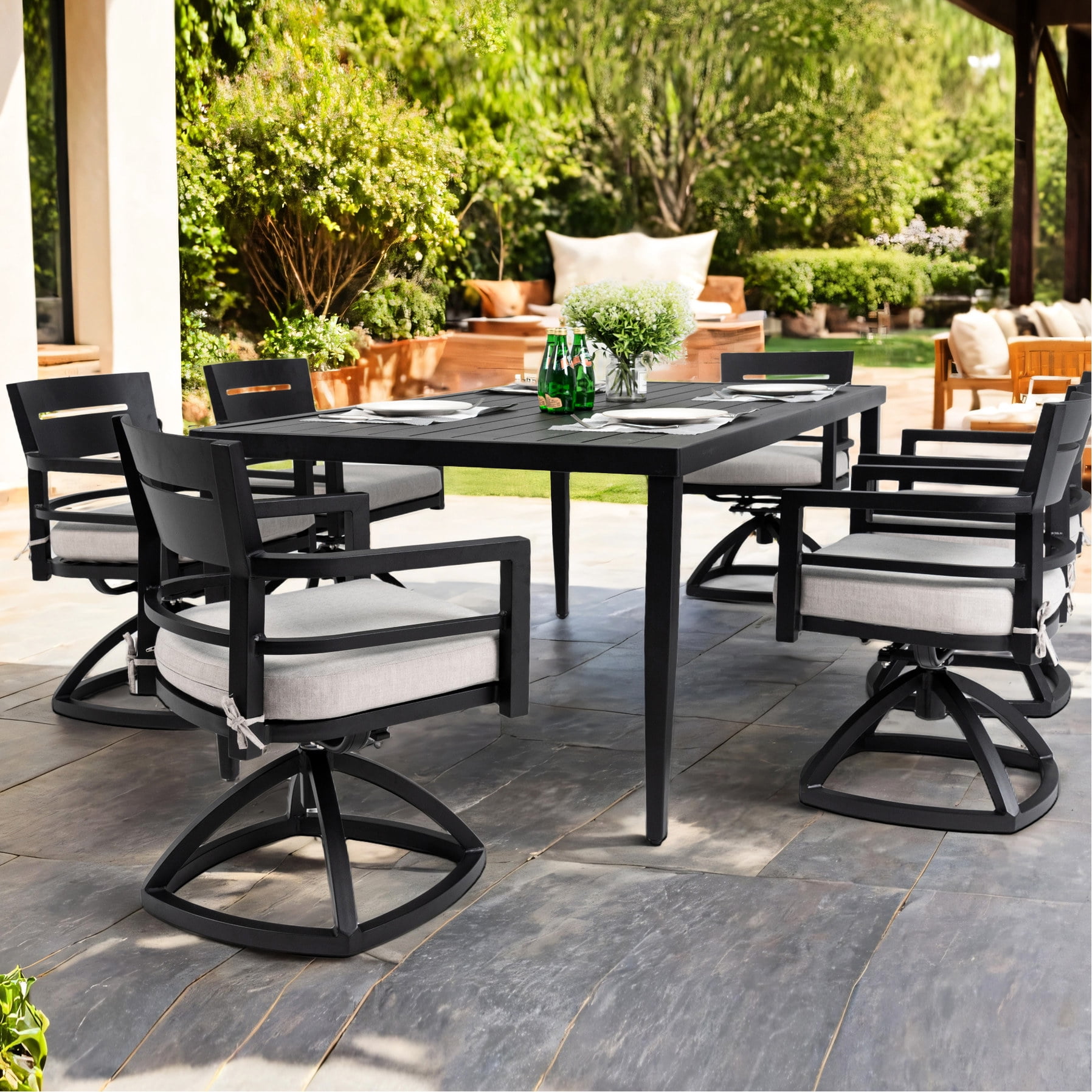 6-Seater Patio Set | Swivel Chairs with Streamline Base | Sunbrella ...