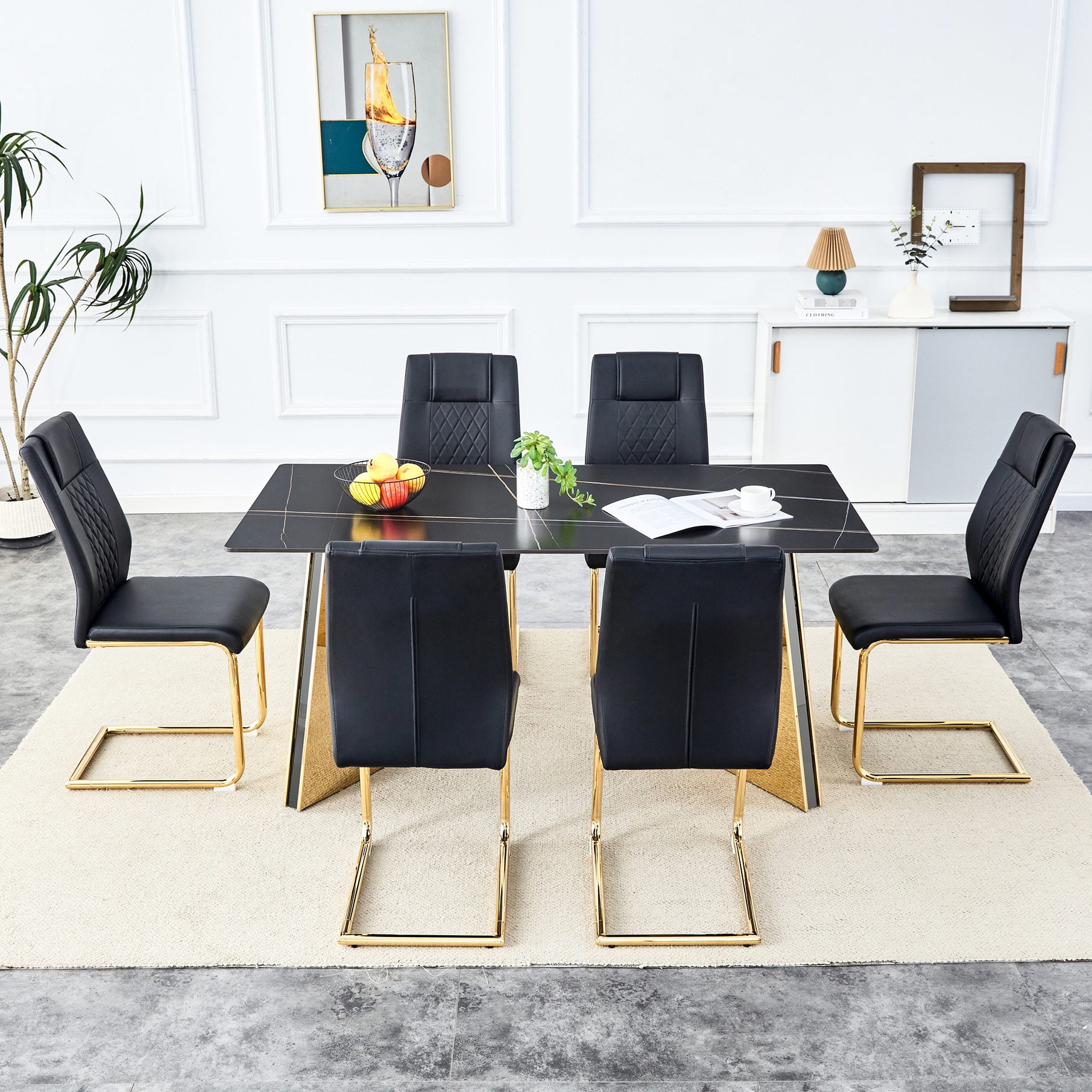 6 - Seater Table and Chair Set | Enjoy Food in High - Class Dining Area ...