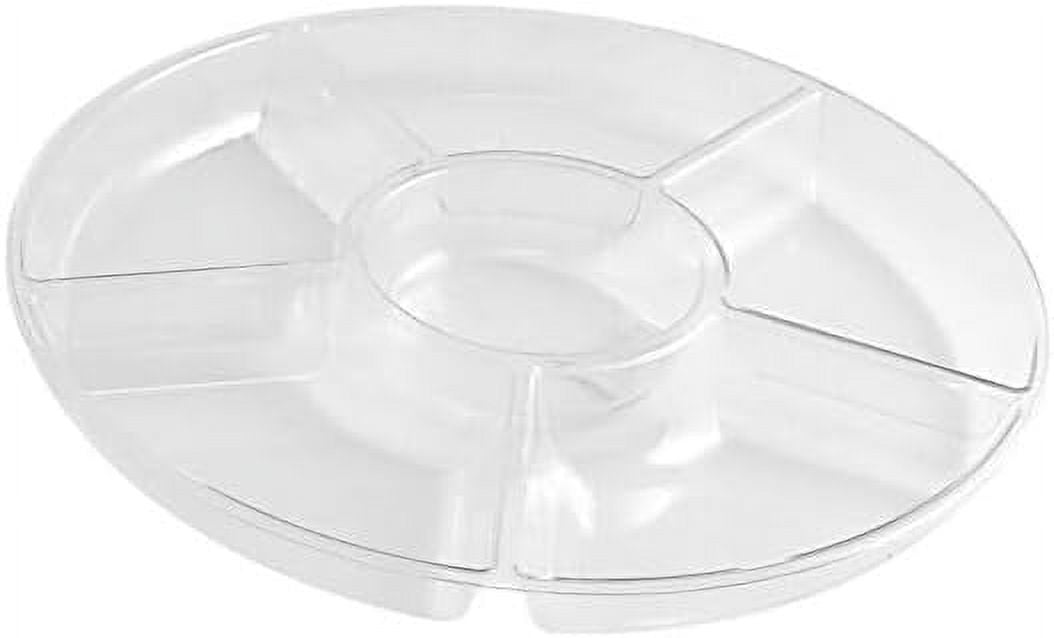 6 Section Divided Round Clear Tray Serving Platter with Compartments ...