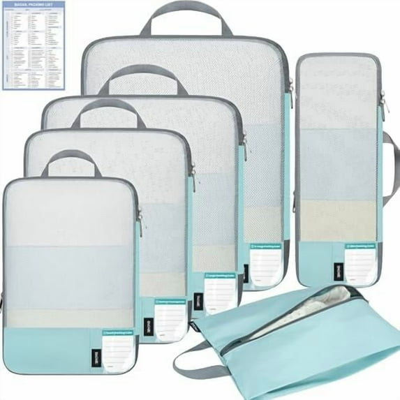 6 Set/4 Set Lightweight Compression Packing Cubes with Packing List ...